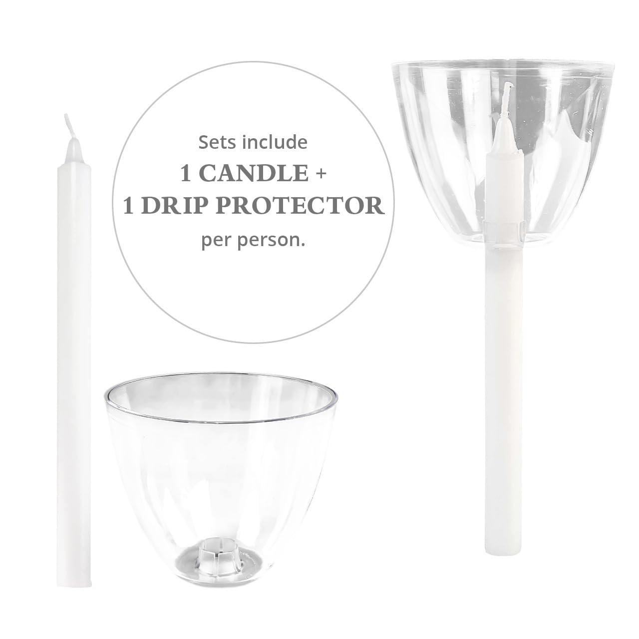 Concordia Supply Candles w/Candle Drip Protectors - 5.75" x 1/2" Candles w/Clear Plastic Shield for Wind & Drip Protection, Ideal for Candle Light, Memorial, & Congregational Services (Set of 100)