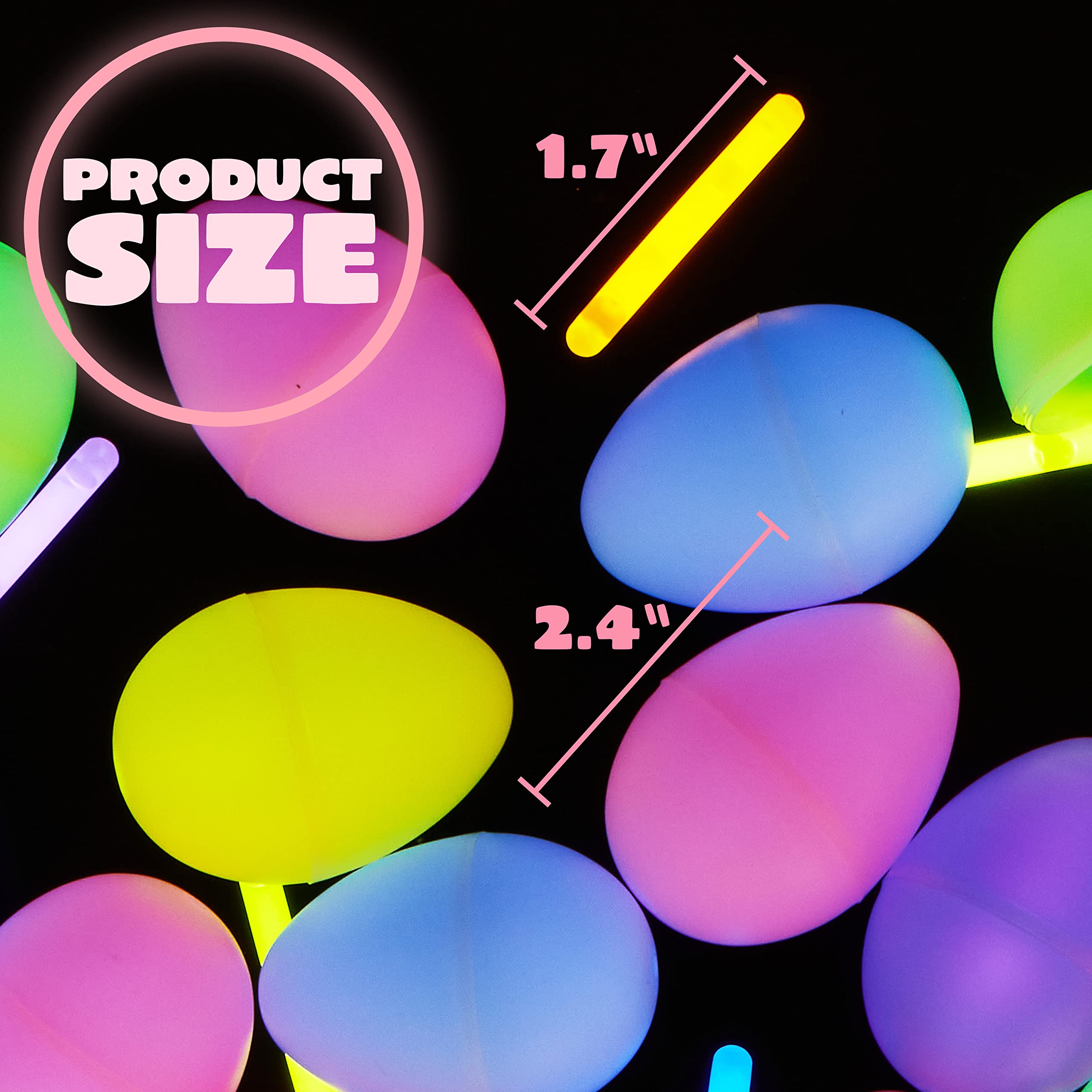JOYIN 35 Easter Eggs with Mini Sticks (70PCs Total) for Kids Glow-in-The-Dark Basket Stuffers Fillers Gift, Easter Hunt Game Party Favors Decorations Supplies, Classroom Prizes.