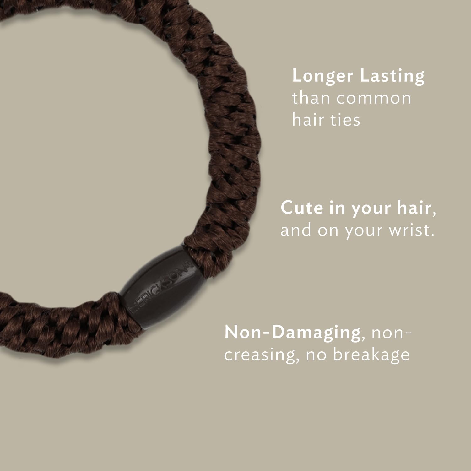 L. Erickson U.S.A. Hair Ties, Coffee Brown, 8 Count - Grab & Go Ponytail Holders - No Damage Hair Bands for Women - Hair Accessories