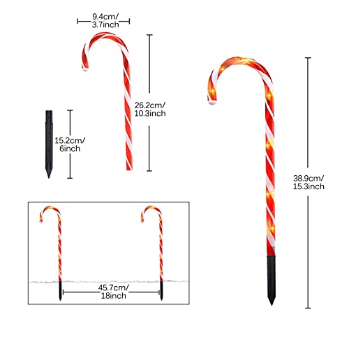 Christmas Candy Cane Lights,Solar Christmas Light, Christmas Candy Cane Pathway Lights, Christmas Decoration, for Home Garden New Year Holiday Lights, 5pcs