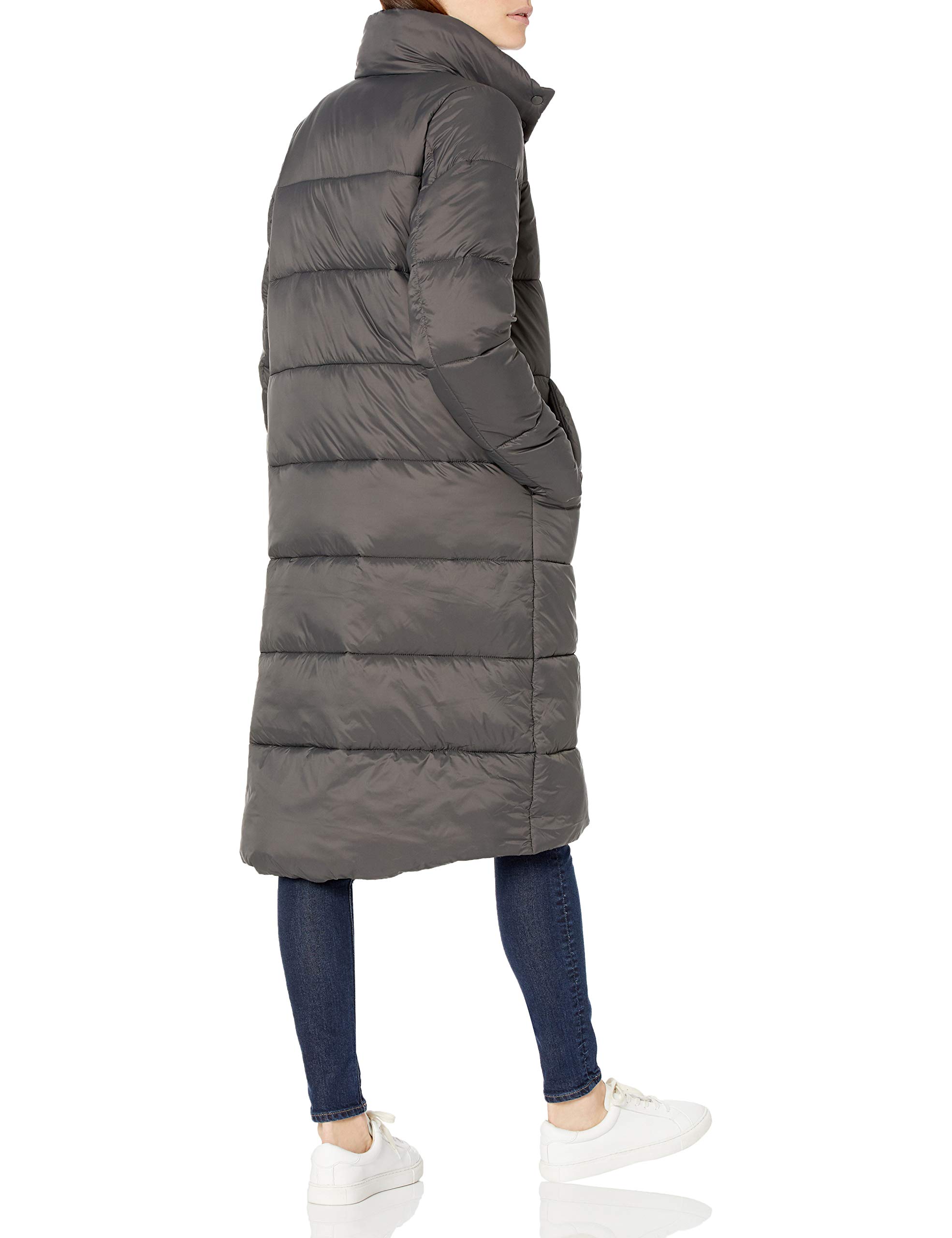 Amazon Essentials Women's Lightweight Water-Resistant Longer Length Cocoon Puffer Coat, Charcoal, Small