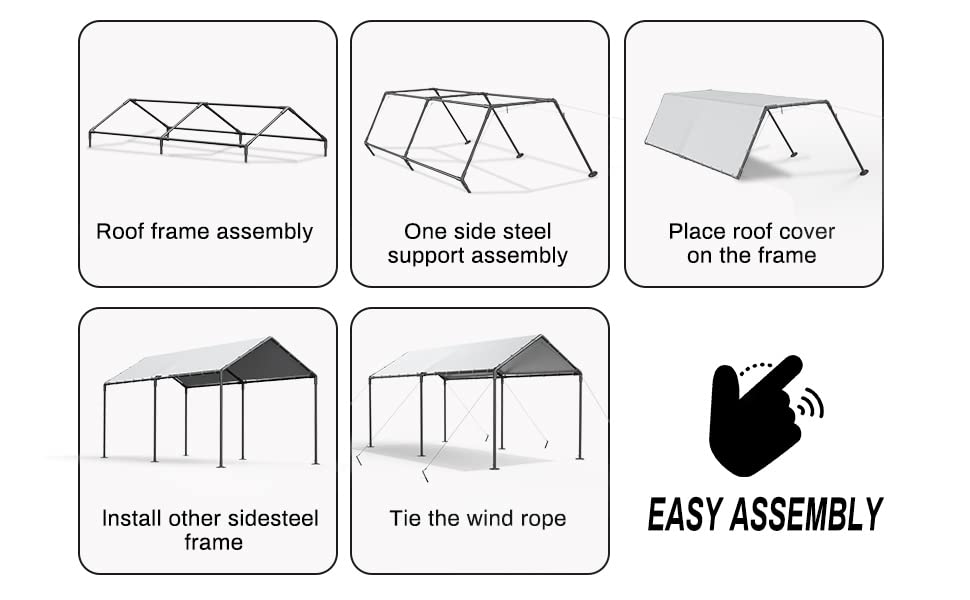 Grezone Carport Heavy Duty Portable Garage 10 x 20FT Car Tent All Season UV Resistant Car Canopy for Auto Party Camping Truck Boat (Beige)