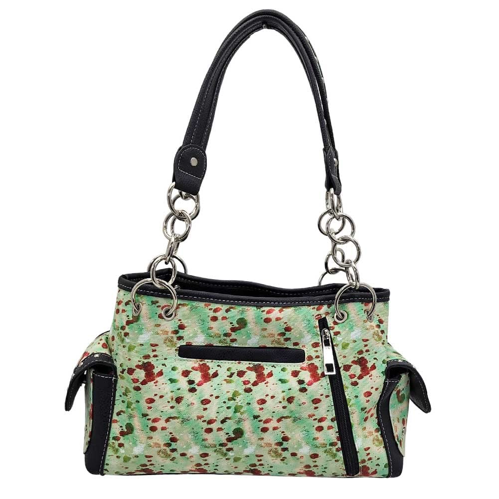 BHW COWPRINT HANDBAG AND WALLET SET WESTERN SUNFLOWER PRINT PURSES WESTERN BOOT BAG (BUTTERFLY)