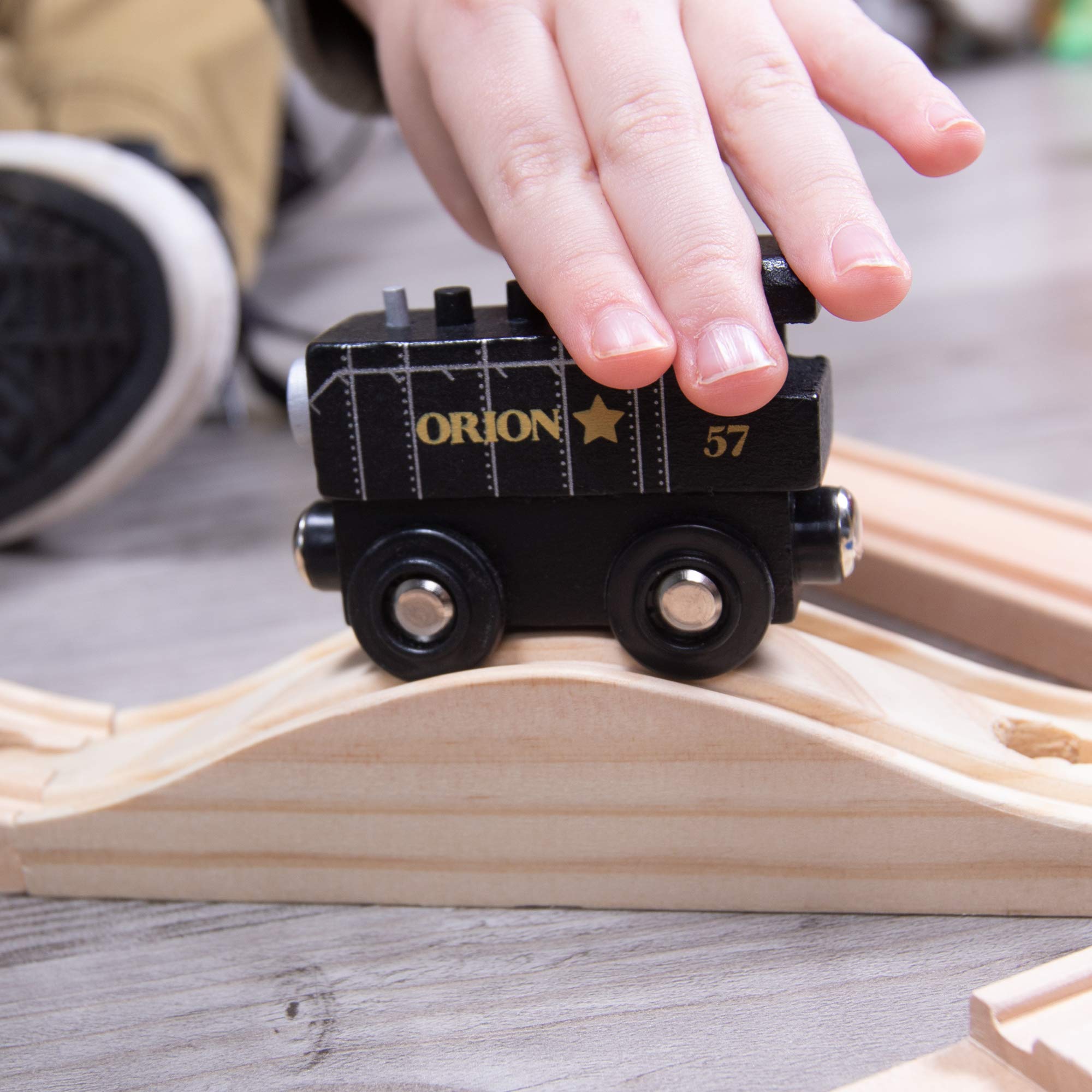 Conductor Carl Wood Train Track Expansion Packs| Compatible with Most Train Tracks| Brick Bridge -1 Count (Pack of 2)