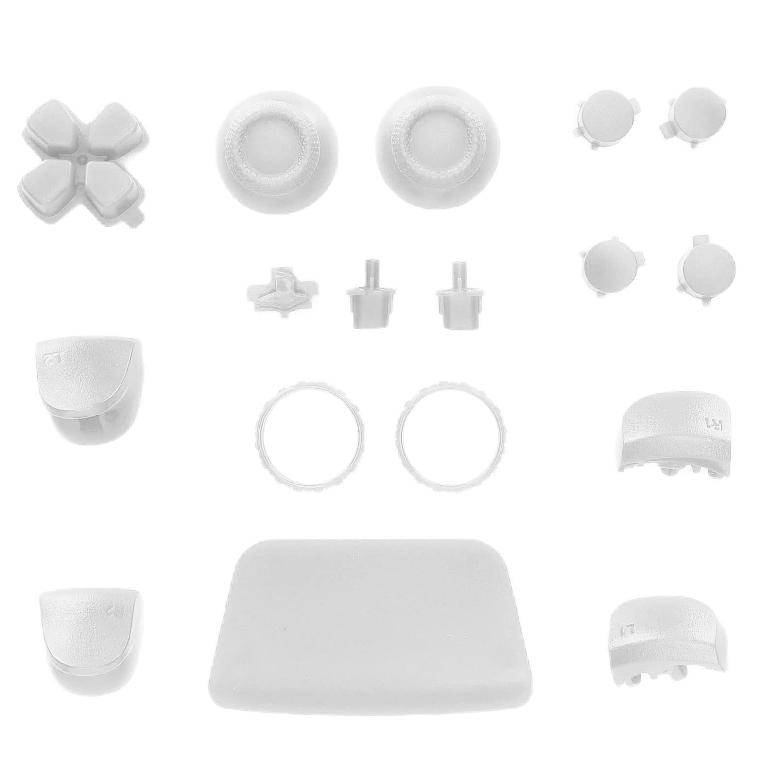 Kafuty-1 Buttons Full Set for PS5 Controller,Joysticks Dpad R1 L1 R2 L2 Direction Key ABXY Buttons, Replacement Button Repair Kit for PS5 Game Console(White)