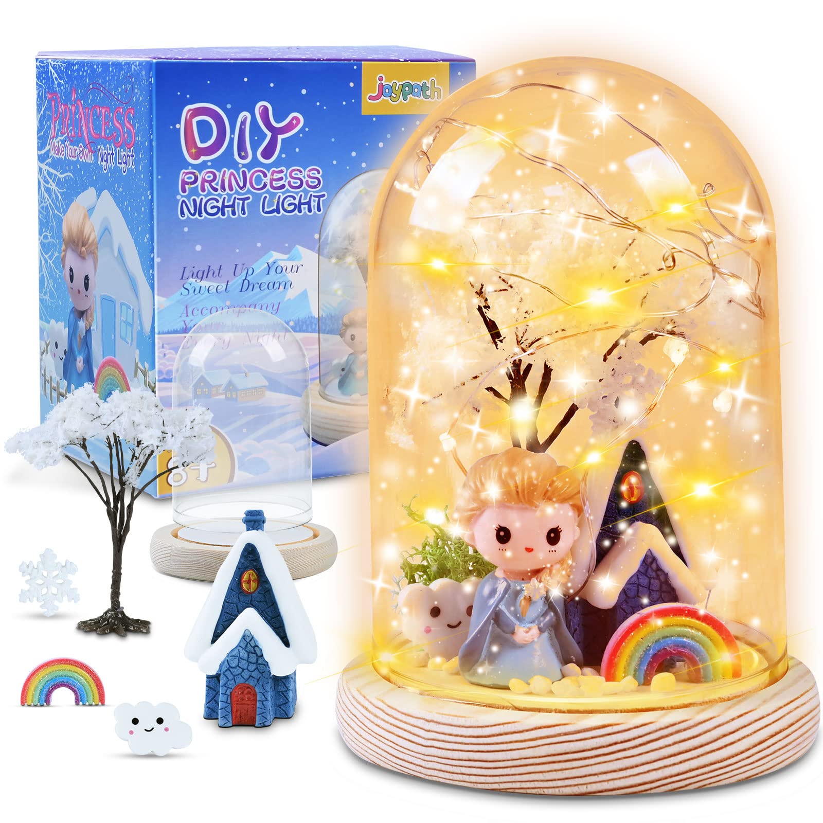 joypath Gifts for 4 5 6 7 8 Year Old Girls, DIY Night Light Toys for Girls Ages 4-6 6-9, Make Your Own Princess Crafts for Kids, Arts and Crafts Nightlight Birthday Christmas Gift for Girls