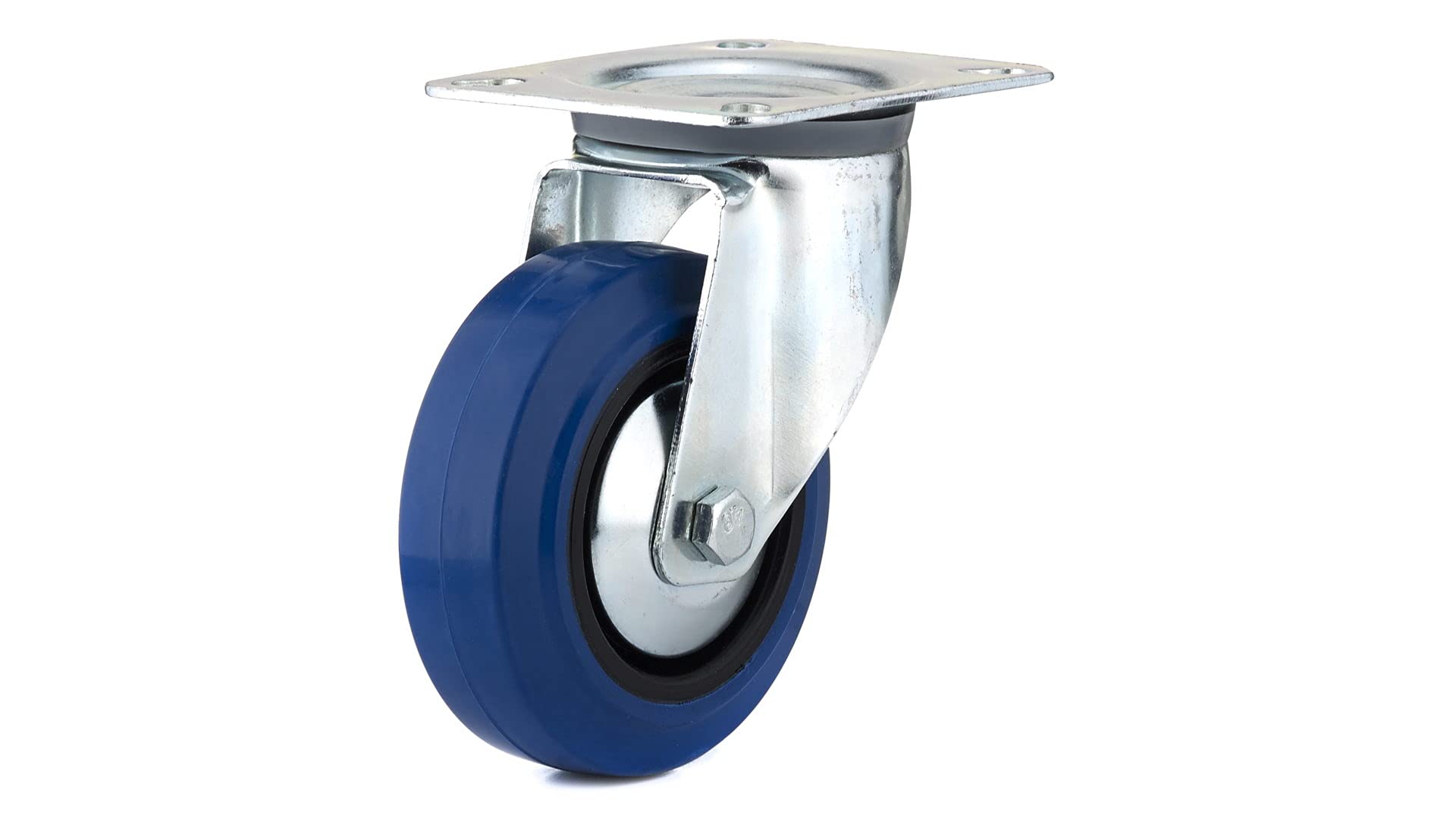 Richelieu Hardware F08335 Industrial Blue Elastic Rubber Caster - Swivel - 3 15/16" Wheel Diameter, x 1 3/8" x 5 1/8"