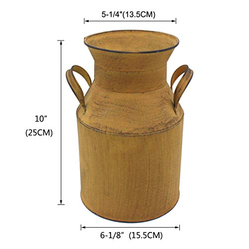 CVHOMEDECO. Galvanized Metal Milk Can, Old Rustic Primitives Jug Vase for Home and Garden Décor. Rusty