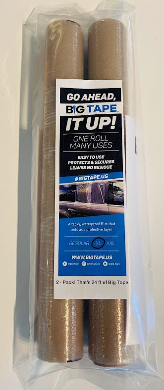 Big Tape Window Plastic Barrier Film β 2 Pack of 12 Feet XL Roll of Plastic for Windows β 17.5 Inch Wide Car Tape for Broken Windows β Waterproof, No Sticky Residue β Easy DIY Installation.