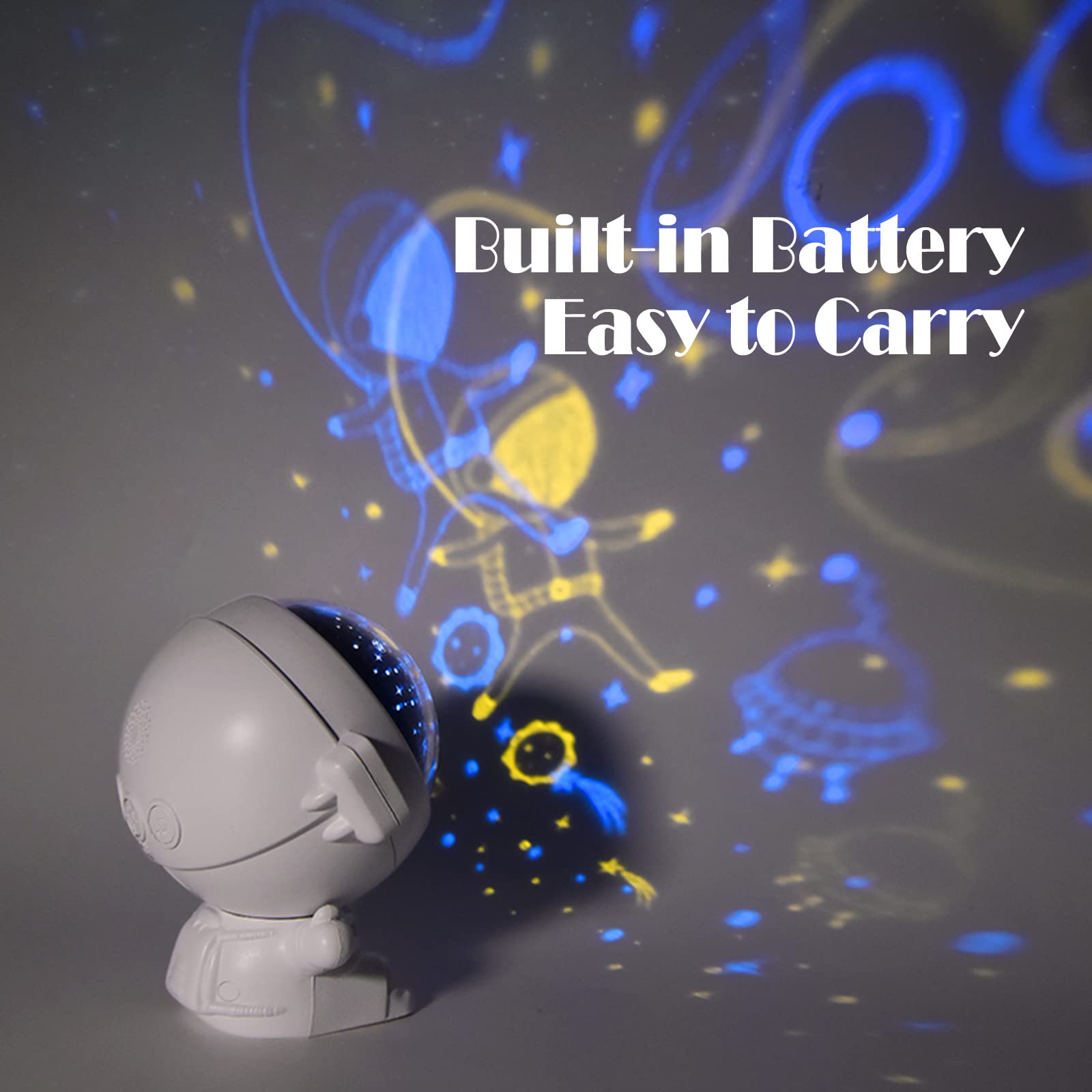 Astronaut Buddy Galaxy Star Projector Spaceman Room Ceiling Aesthetic Decor Starry Night Light Lamp Gifts with Bedroom Lullaby Music Function for Kids,Boys,Girls,Solar System Space Lovers (White)