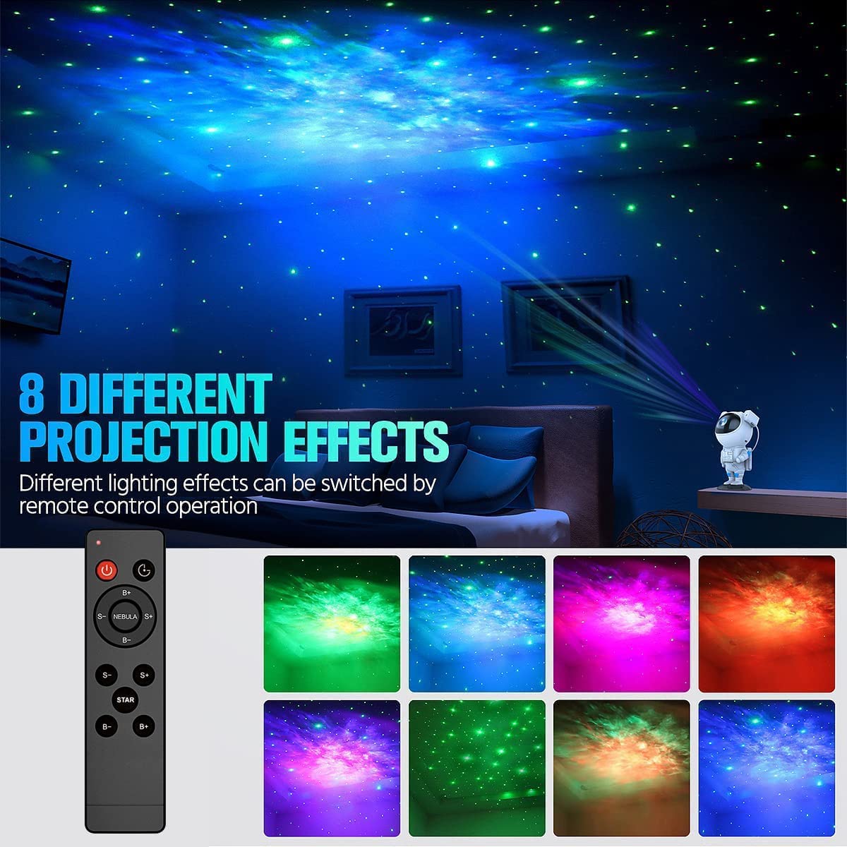 Astronaut Star Space Projector Galaxy Night Light with Sound Box with Timer, Remote Control, Bedroom Decor Aesthetics, Gifts for Kids and Adults