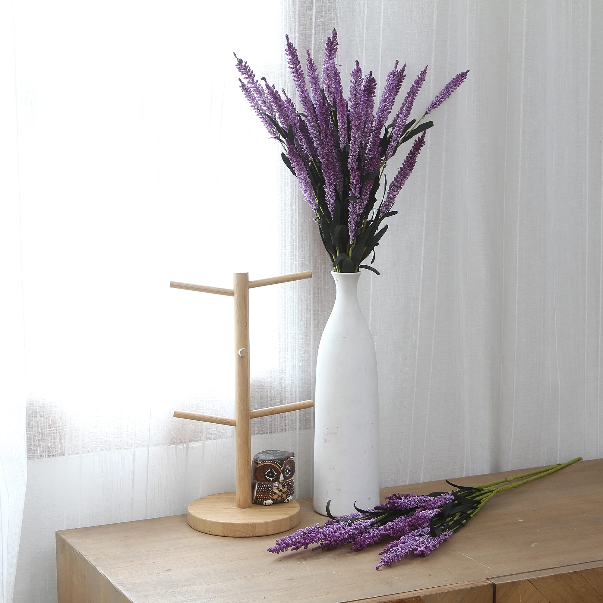 Folora 4 PCs Lifelike Artificial Lavender Flowers, DIY Decoration Bouquet for Wedding Home Garden Decoration, 24 Inches