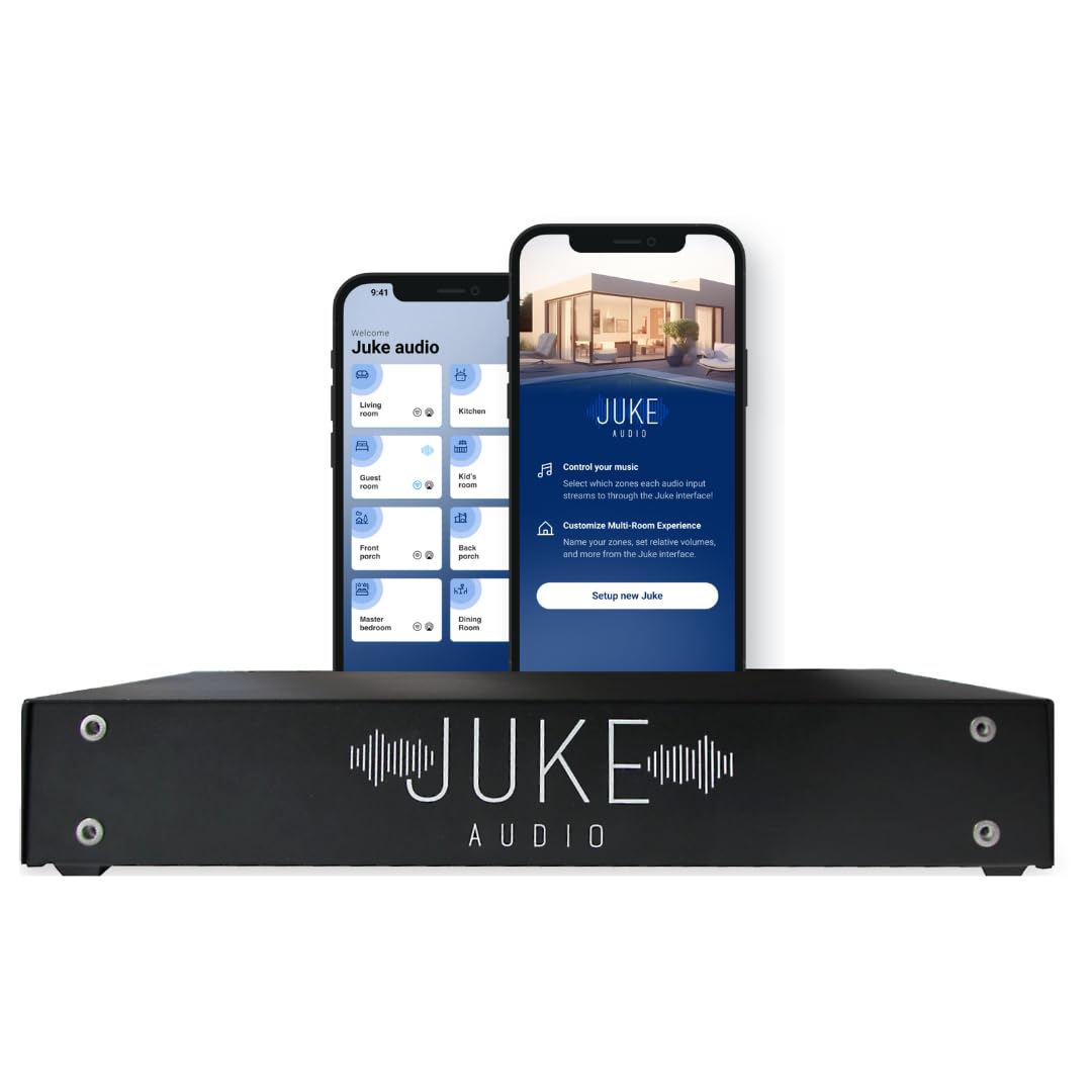 Juke-6 | 6 Zone Audio Amplifier | Wirelessly Controlled Multi-Room Audio System | Compatible with Airplay 2, Spotify Connect, Bluetooth, DLNA