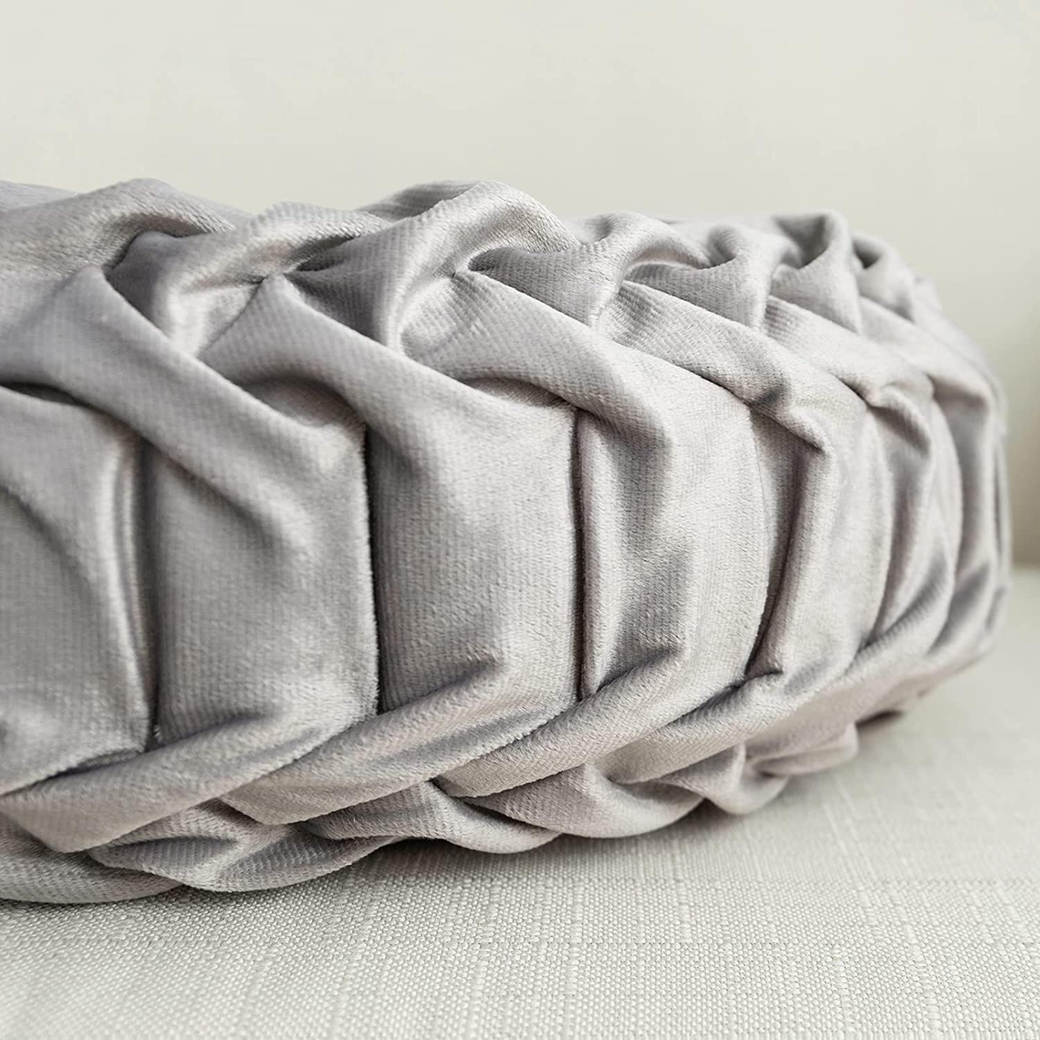 FONORAN Round Throw Pillows,Home 15.7 Round Floor Cushions Pillow,Handcrafted Pumpkin Velvet Home Decorative Back Pillow Cushion for Sofa Couch Chair Bed (Gray)