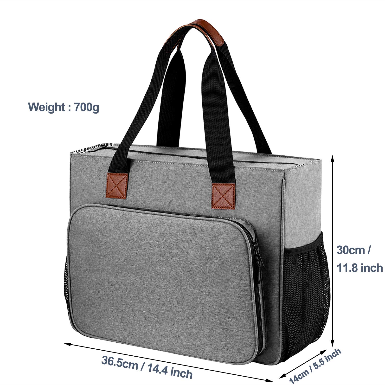 Coopay Embroidery Project Carrying Bag, Multi-pocket Embroidery Kits Storage Bag for Carrying Embroidery Floss, Cross Stitch & Hoops, Waterproof Oxford Fabric, Elegant Black (No Accessories Included)
