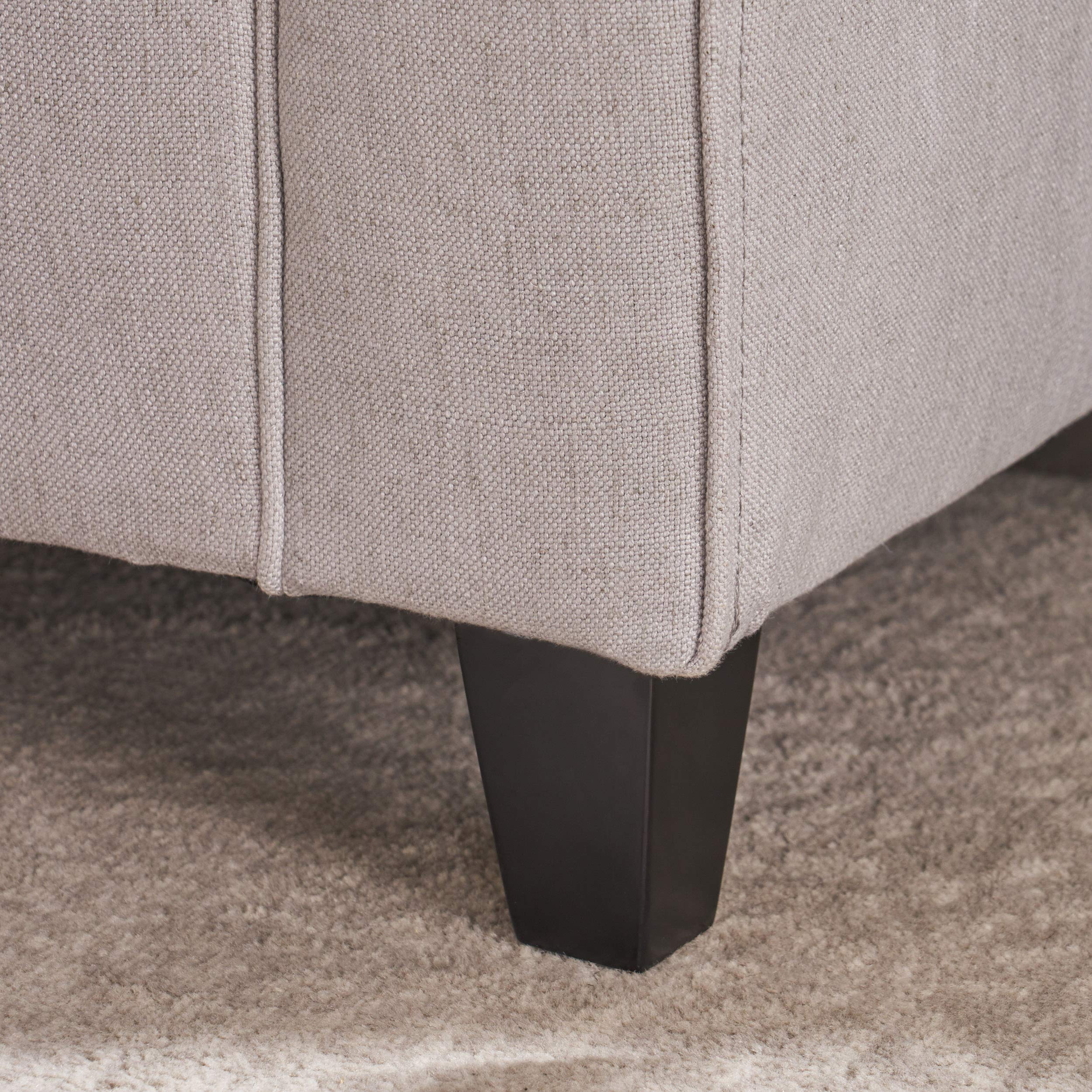 Christopher Knight Home Keiko Fabric Armed Storage Bench, Light Grey