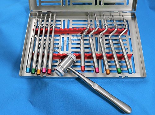 New Premium German Grade Sinus Lift Osteotomes Kit Straight Off Set Concave Mead Mallet Cassette Dental-A