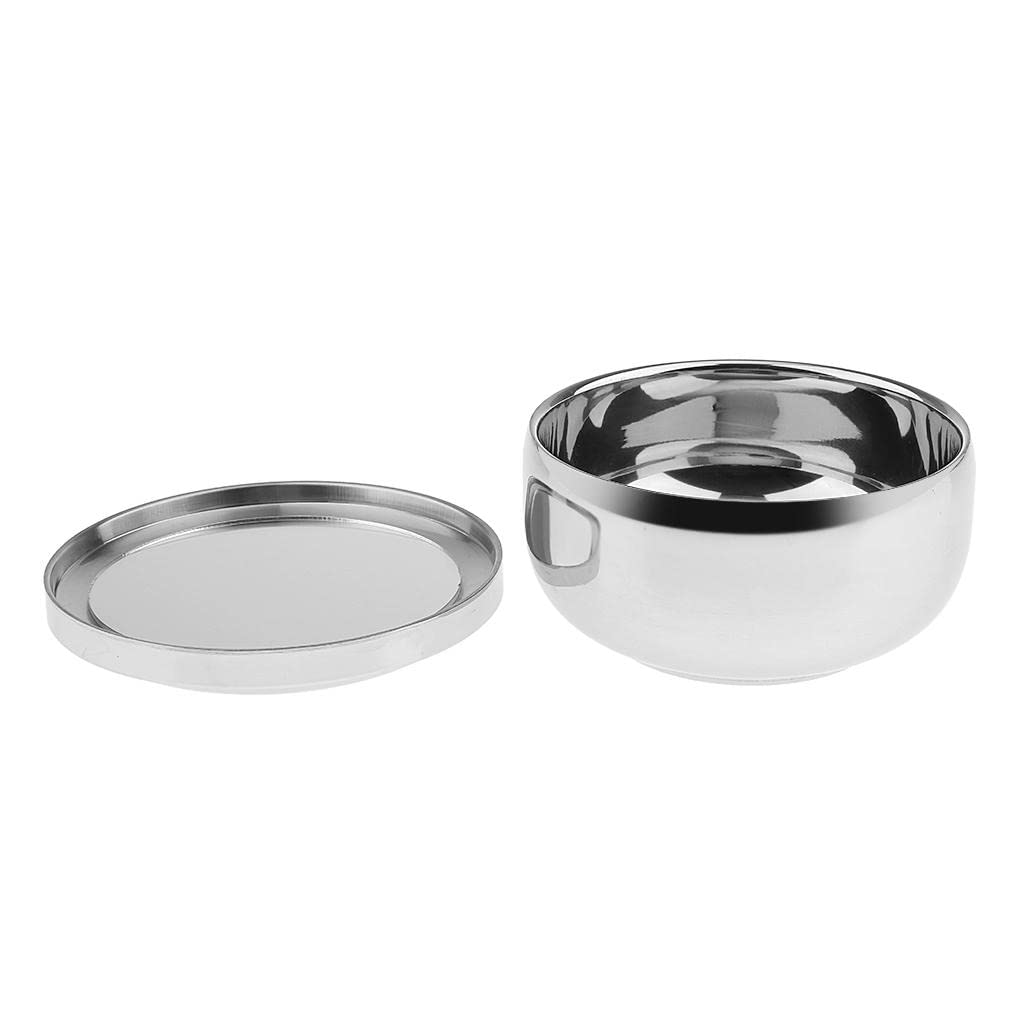 barenx Shaving Cup with Lid Stainless Steel Mirror Cup Shave Barber Tool Salon Man