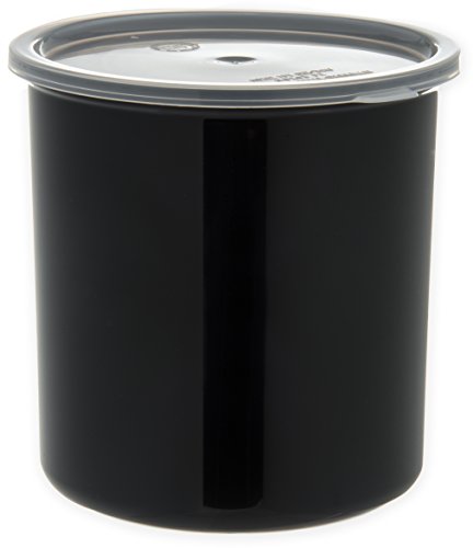 Carlisle FoodService Products Classic Round Storage Container Crock with Lid for Kitchen, Restaurants, Home, Plastic, 2.7 Quarts, Black, (Pack of 6)