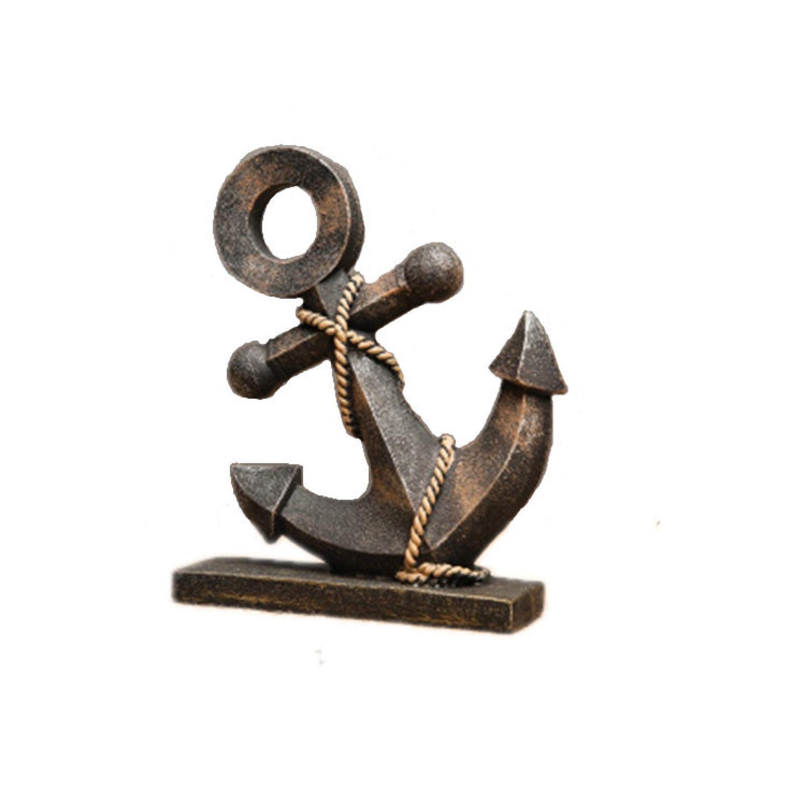 JUZZQ For Office Garden Family Room Abstract Ornaments Figurines Art Gift Home Desk Bathroom Decoration Sculpture,Creative Style Marine Anchor Rudder Statue Retro Model Props Craft