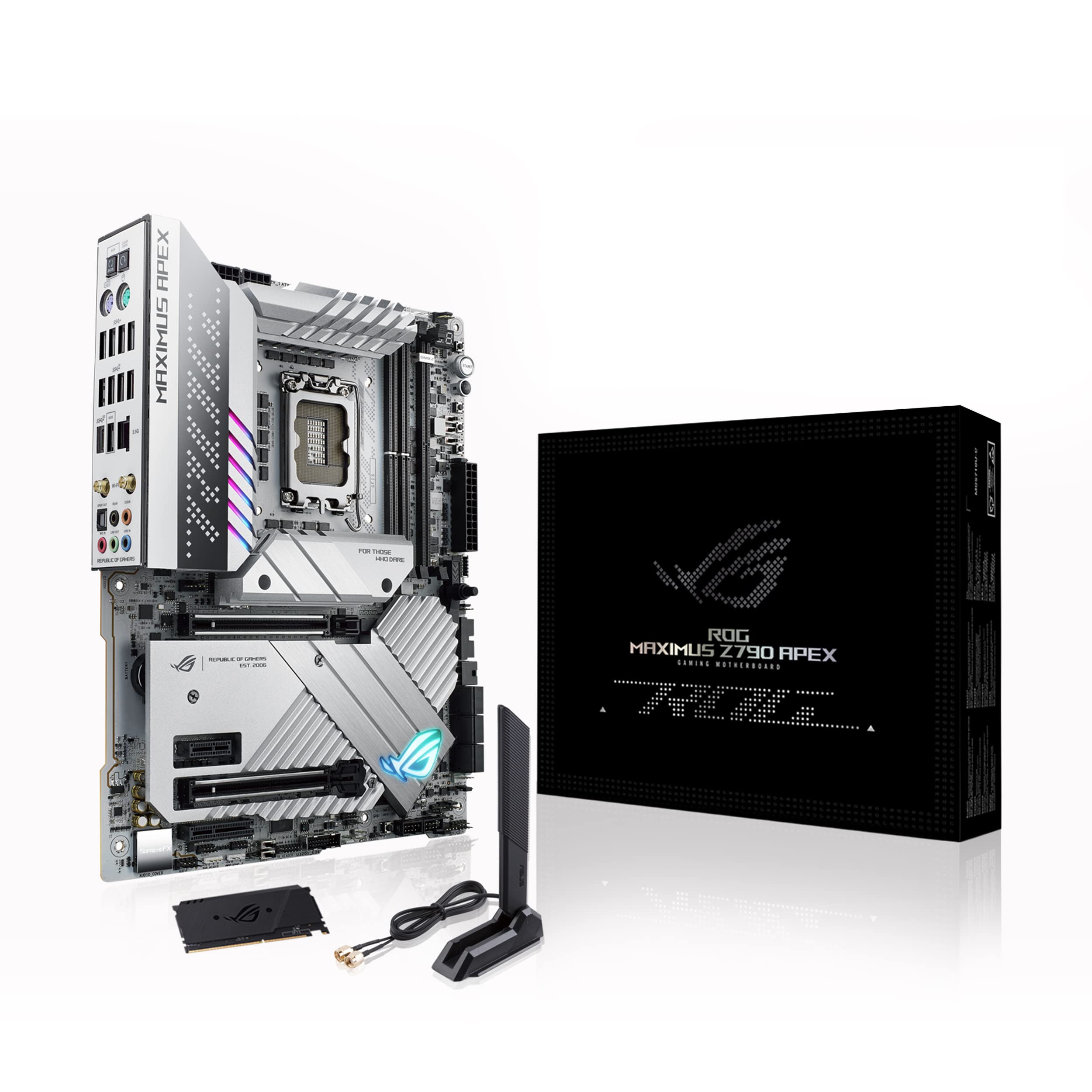 ASUS ROG Maximus Z790 Apex (WiFi 6E) LGA1700(Intel12th,13thGen) ATX gaming motherboard (PCIe5.0,DDR5,24power stages,DDR5,5x M.2,2xPCIe 5.0 M.2,USB 3.2 Gen2x2 front-panel connector with Quick Charge4+)