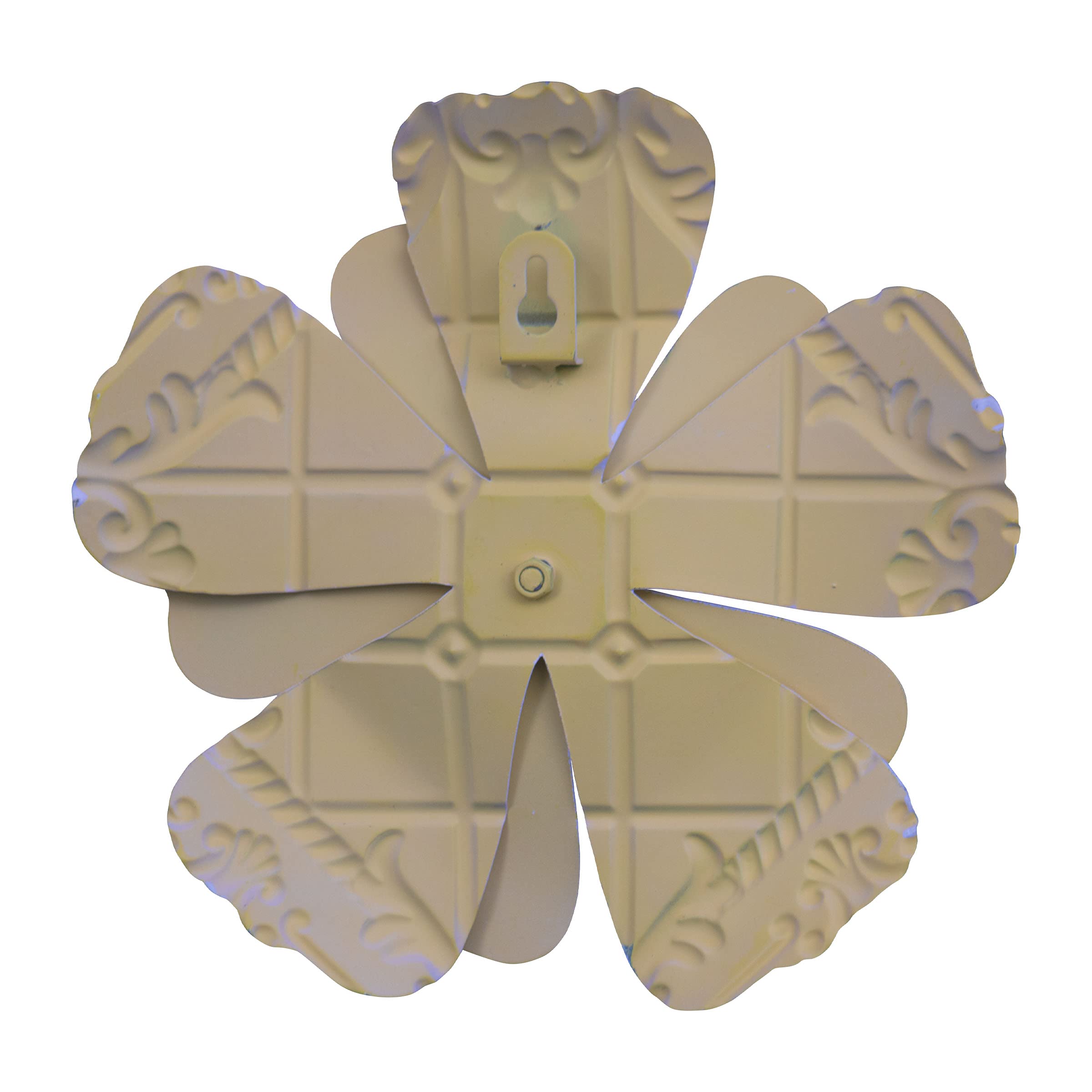 Foreside Home & Garden 7.75 x 7.5 inch White and Yellow Metal Layered Flower Wall Décor FDDD10143, Multi
