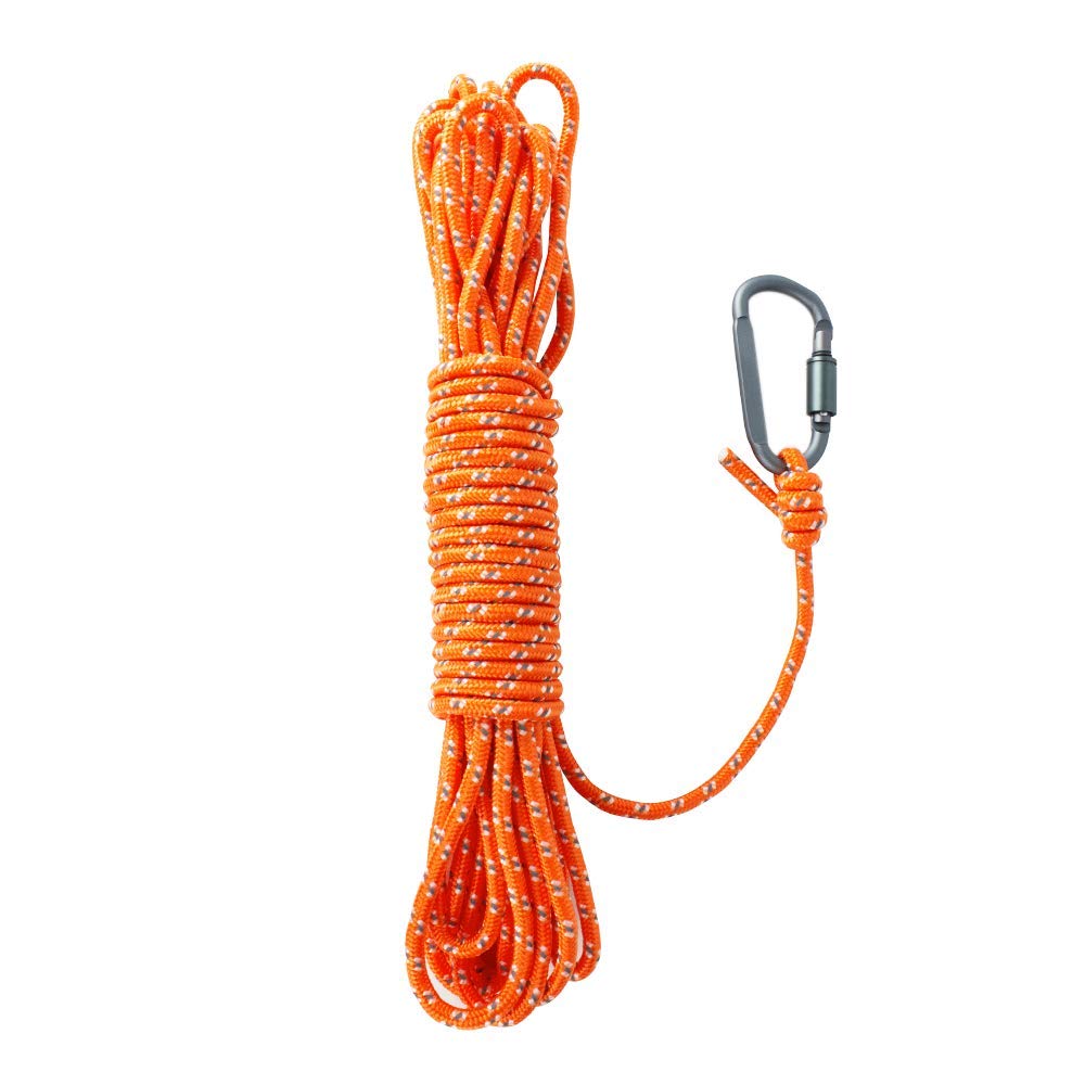 AITREASURE 32.8 ft/ 6mm Orange Floating Rope Reflective Water Tow Rope with Hooks Throwable Flotation Device Water Rescue Safety Equipment for Boating Swimming Pool