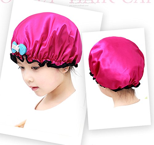 NKTM Girls Toddler Shower Cap, 2-Pack Cute Pink Shower Caps for Kids