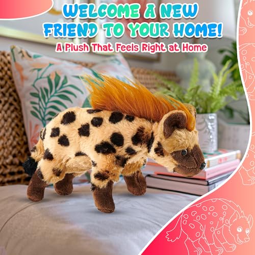 Forest & Twelfth 10" Stuffed Hyena Plush, Majestic Animal Collection Stuffed Animal, Premium Materials, Best Gift for Kids Age 3+, Nursery and Room Decor (10" Hyena)