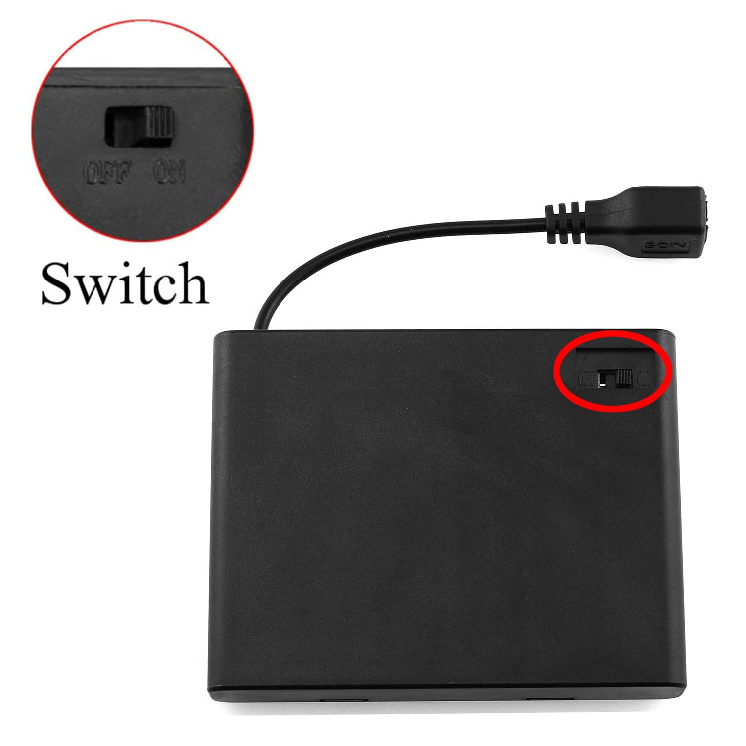 DGZZI USB Female Socket 6 AA Battery Case Box Holder with ON-Off Switch and