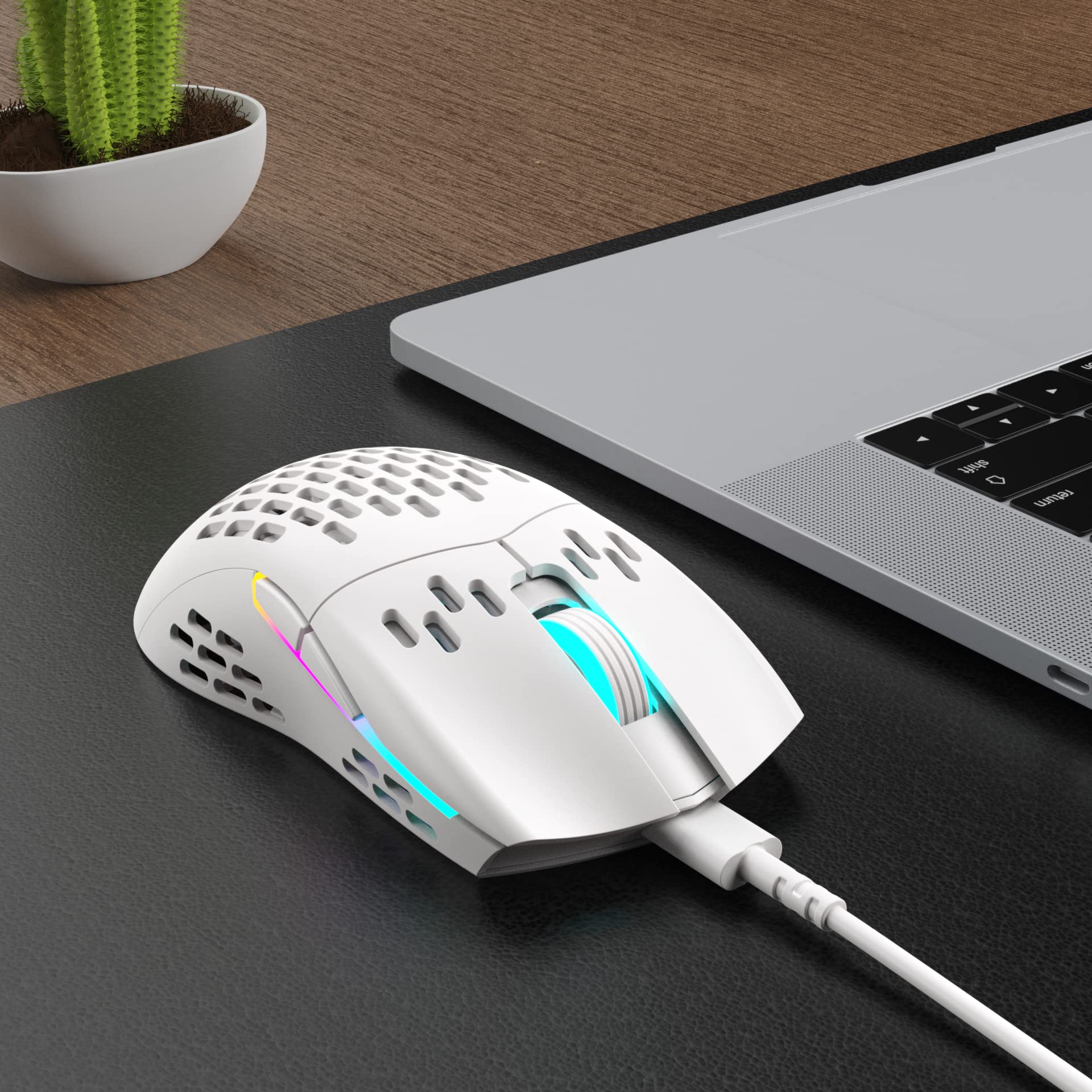 Keychron M1 Wired Gaming Mouse PMW3389 Sensor 16,000 DPI, 68g Ultra-Lightweight, On-Board Memory, RGB Backlit, PC/Mac (White)