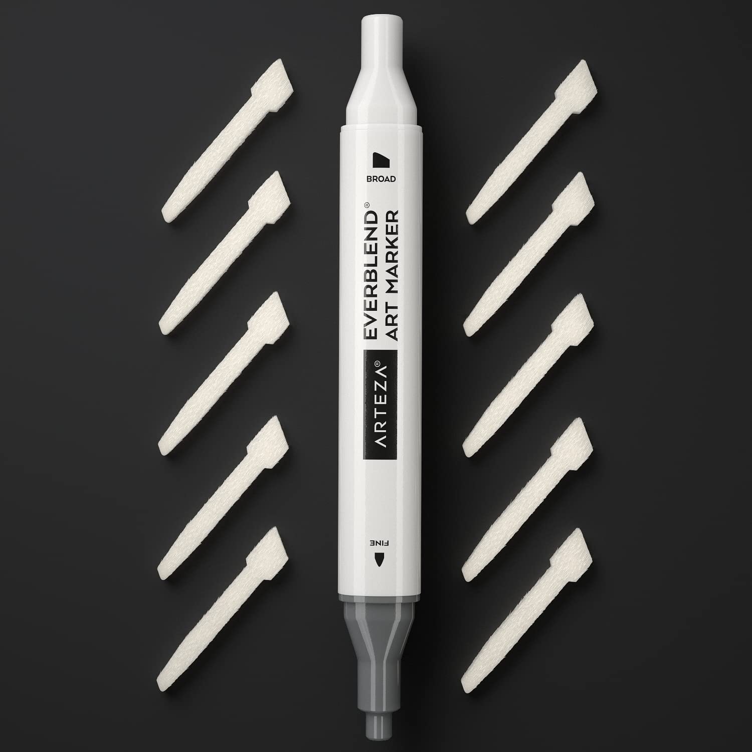 ARTEZA Marker Tip Pack, 10 Broad Chisel Nibs, Marker Nib Replacements for EverBlend Alcohol Markers, Art Supplies for Drawing, Sketching, and Lettering
