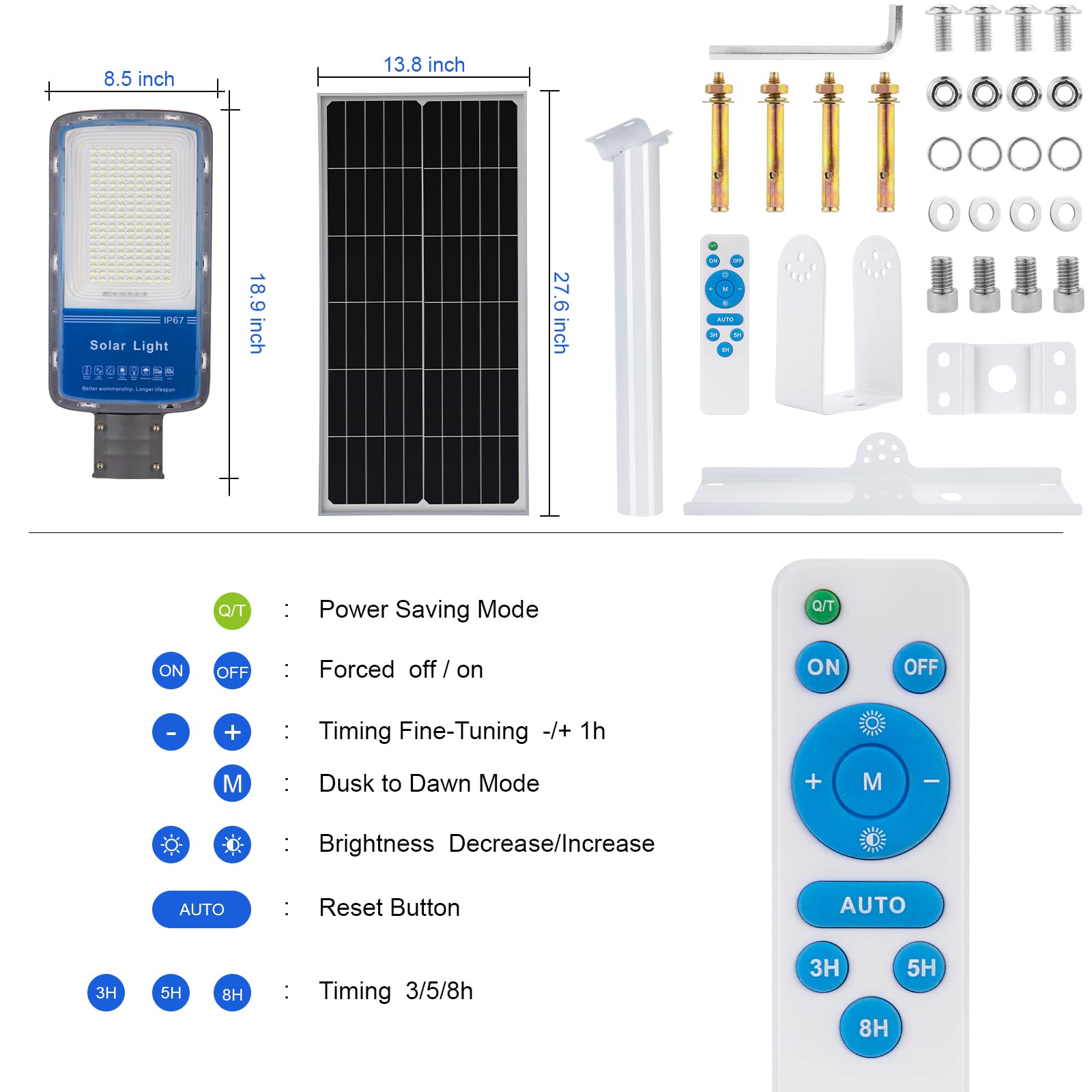 Juyace 400W Solar Street Lights Outdoor, 30000Lm Bright Dusk to Dawn Outdoor Lighting Waterproof IP67 with Remote Control, 6500K Security LED Flood Light for Parking Lot Pathway and Yard,etc