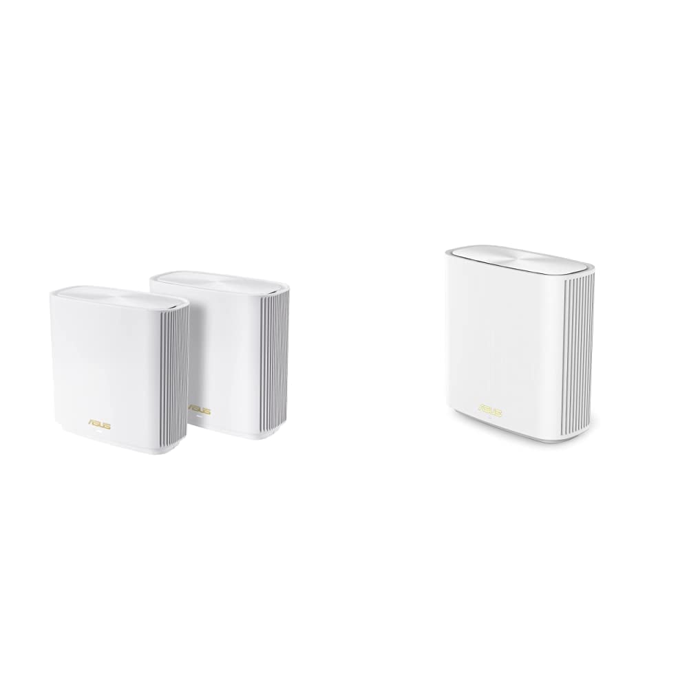 ASUS ZenWiFi Whole-Home Tri-Band Mesh WiFi 6E System (ET8 2PK) & ZenWiFi Whole-Home Dual-Band Mesh WiFi 6 System XD6 White - 1 Pack, Coverage up to 2,700 sq.ft & 4+ Rooms, 5400Mbps, AiMesh