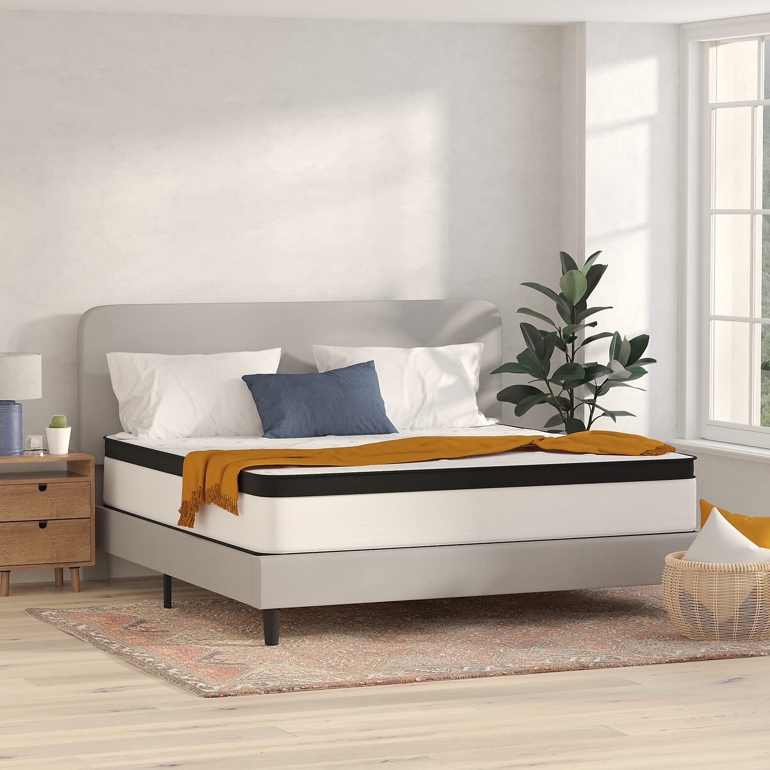 Flash Furniture Capri Comfortable Sleep 12" Hybrid Pocket Spring and Foam Mattress in a Box, Extra Firm Foam Pocket Spring Hybrid Mattress, King
