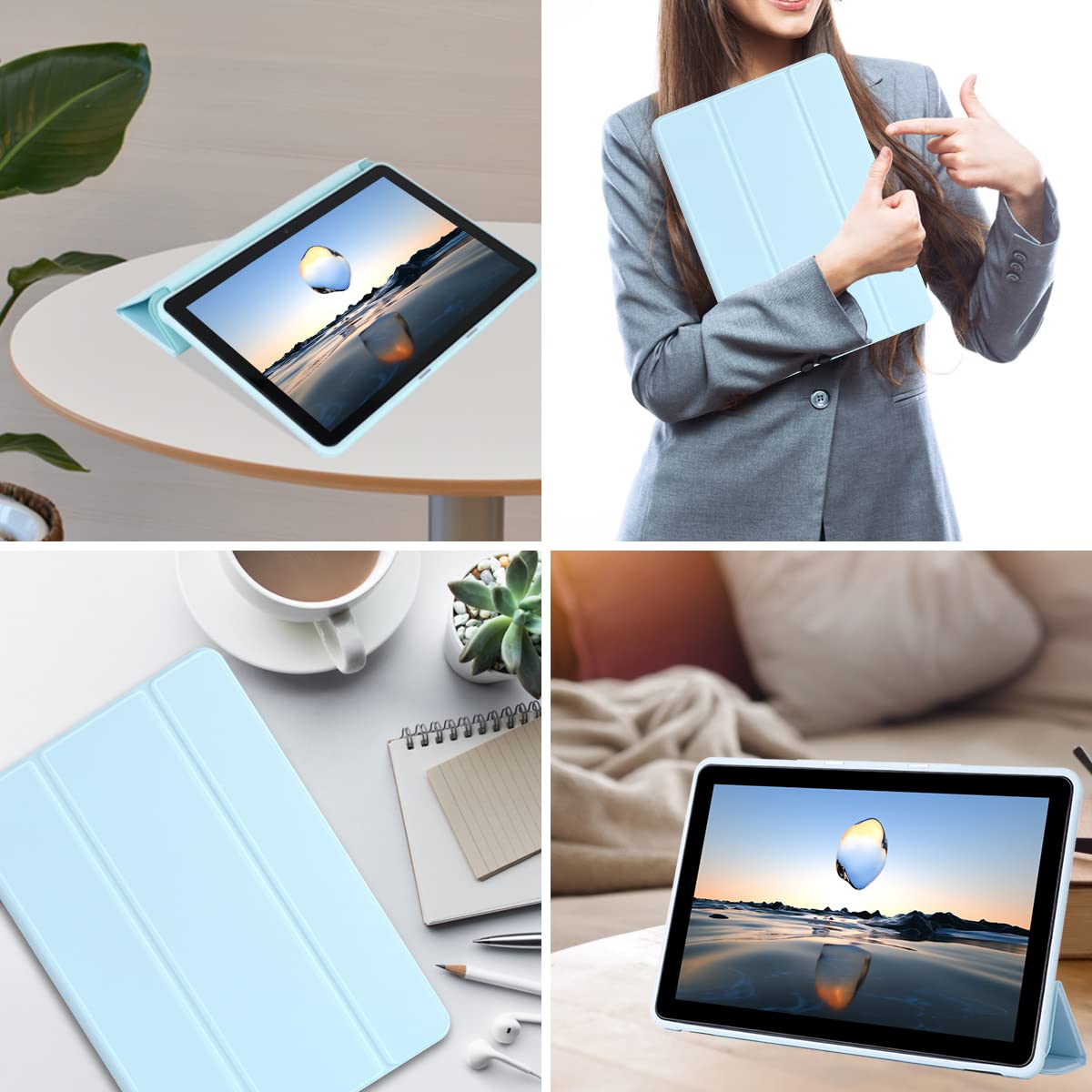 Case for All-New Amazon Kindle Fire HD 10 Tablet & Fire HD 10 Plus Case(11th Generation, 2021 Release) 10.1" - PU Leather Trifold Stand Cover Ultra Lightweight Slim Shell Stand Cover Auto Wake/Sleep