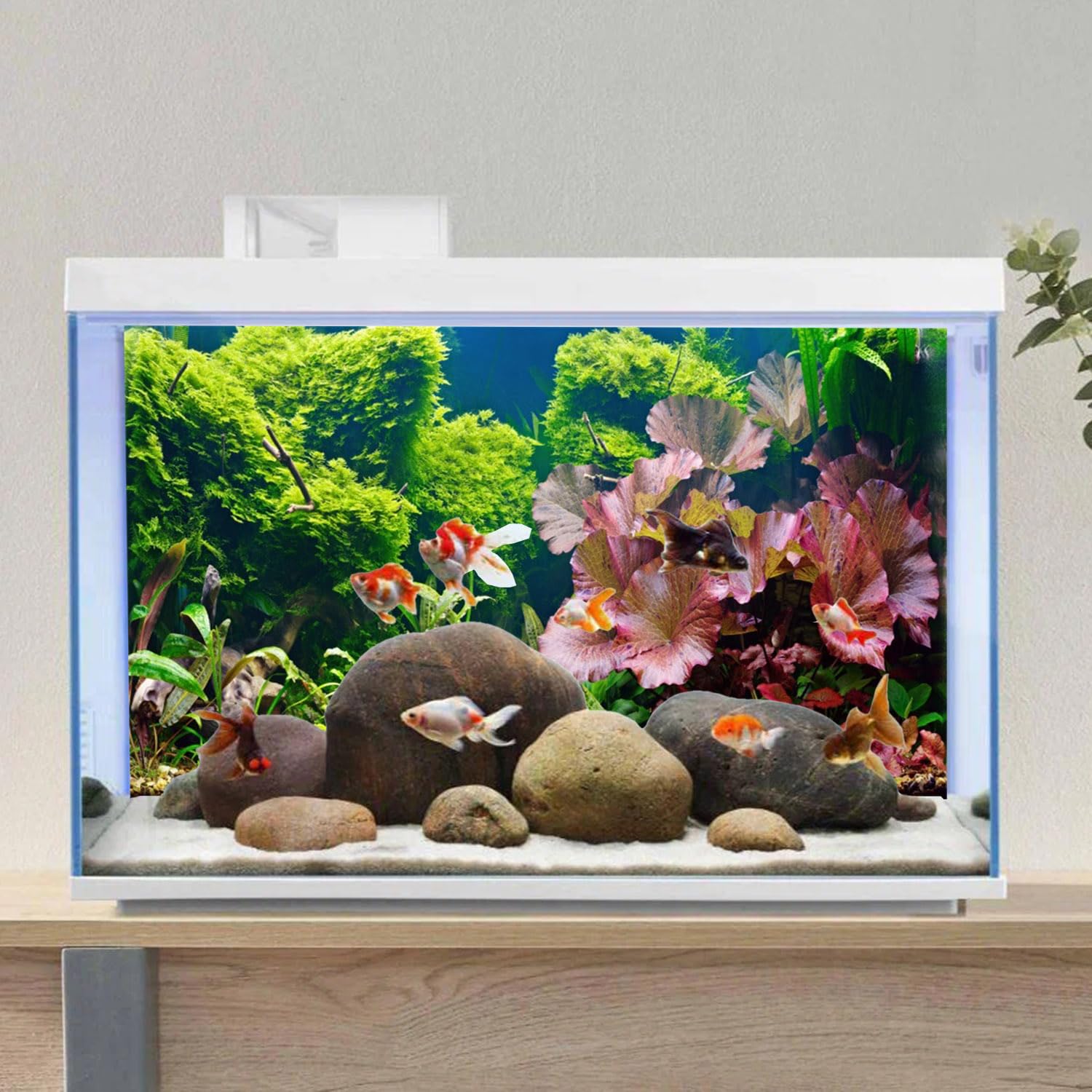 AWERT 48x24 inches Aquatic Plant Aquarium Background River Bed & Lake Fish Tank Background Vinyl