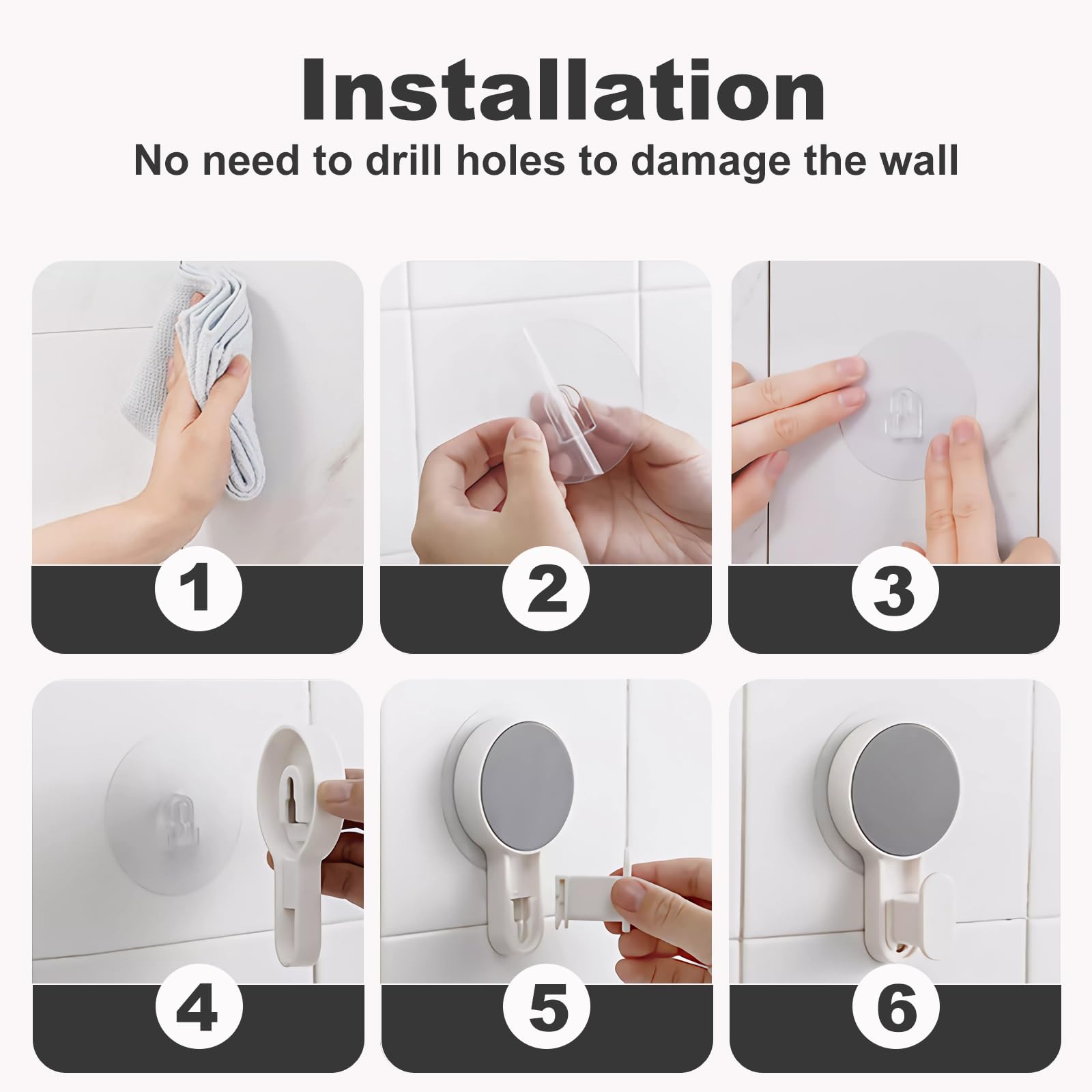 ApexHub Adhesive Wall Hooks2 Pack, Removable Towel Hooks for Bathroom Wall Mounted, No Drill Bathroom Hooks for Towels(White)