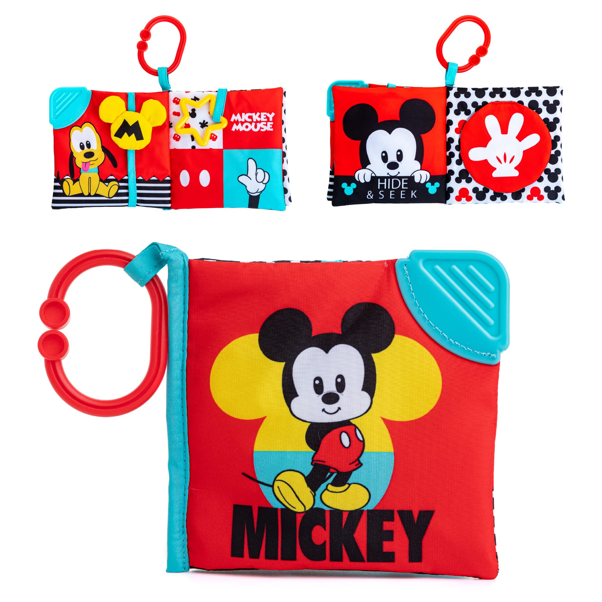 KIDS PREFERRED Disney Baby Minnie Mouse High Contrast Soft Book with On The Go Clip and Teether, 5 Inches, Multicolor (KP81256)
