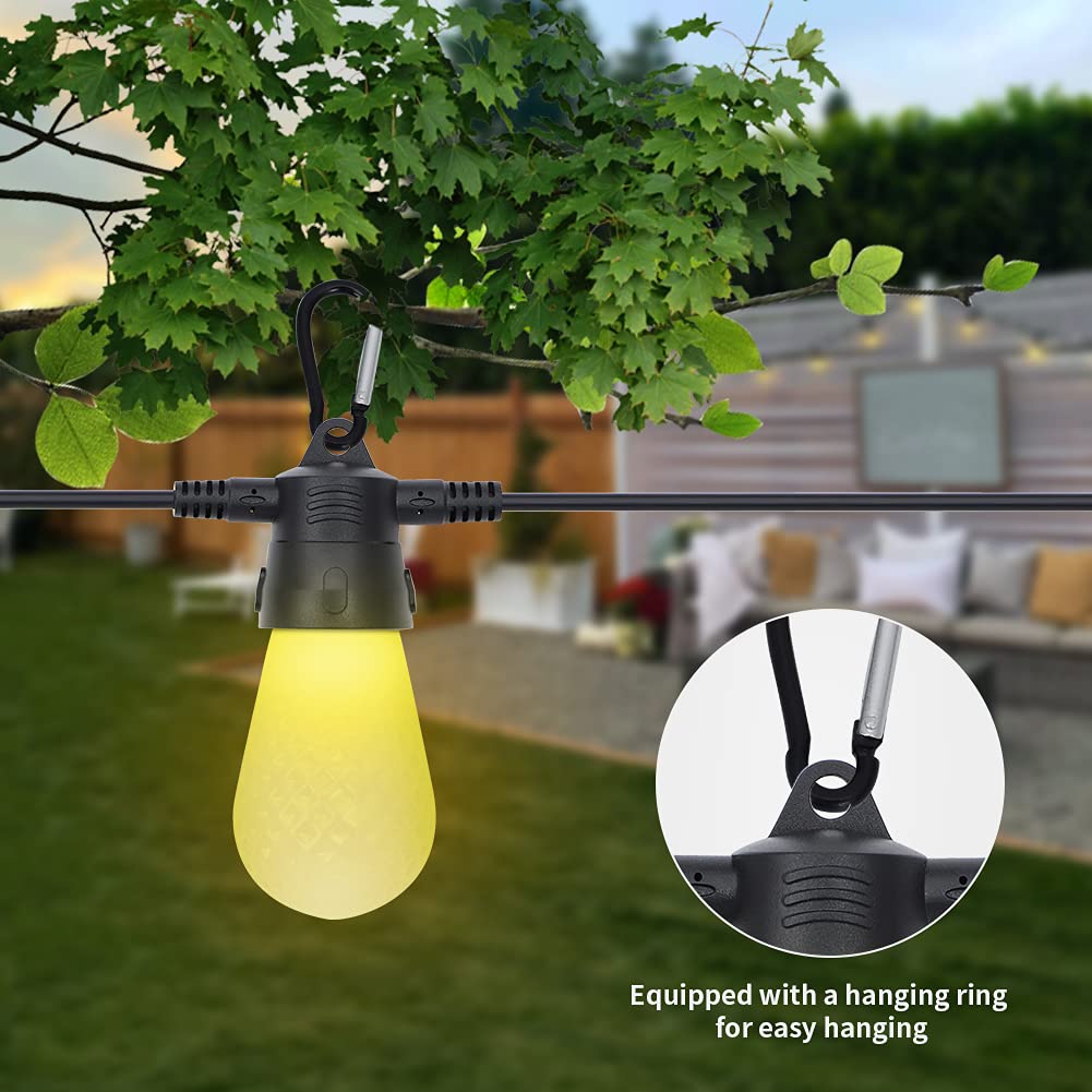 Foruly Smart LED Outdoor String Lights, 48ft RGB Patio Hanging Lights IP65 Waterproof Shatterproof Color Changing String Lights for Backyard Garden Cafe Party Wedding