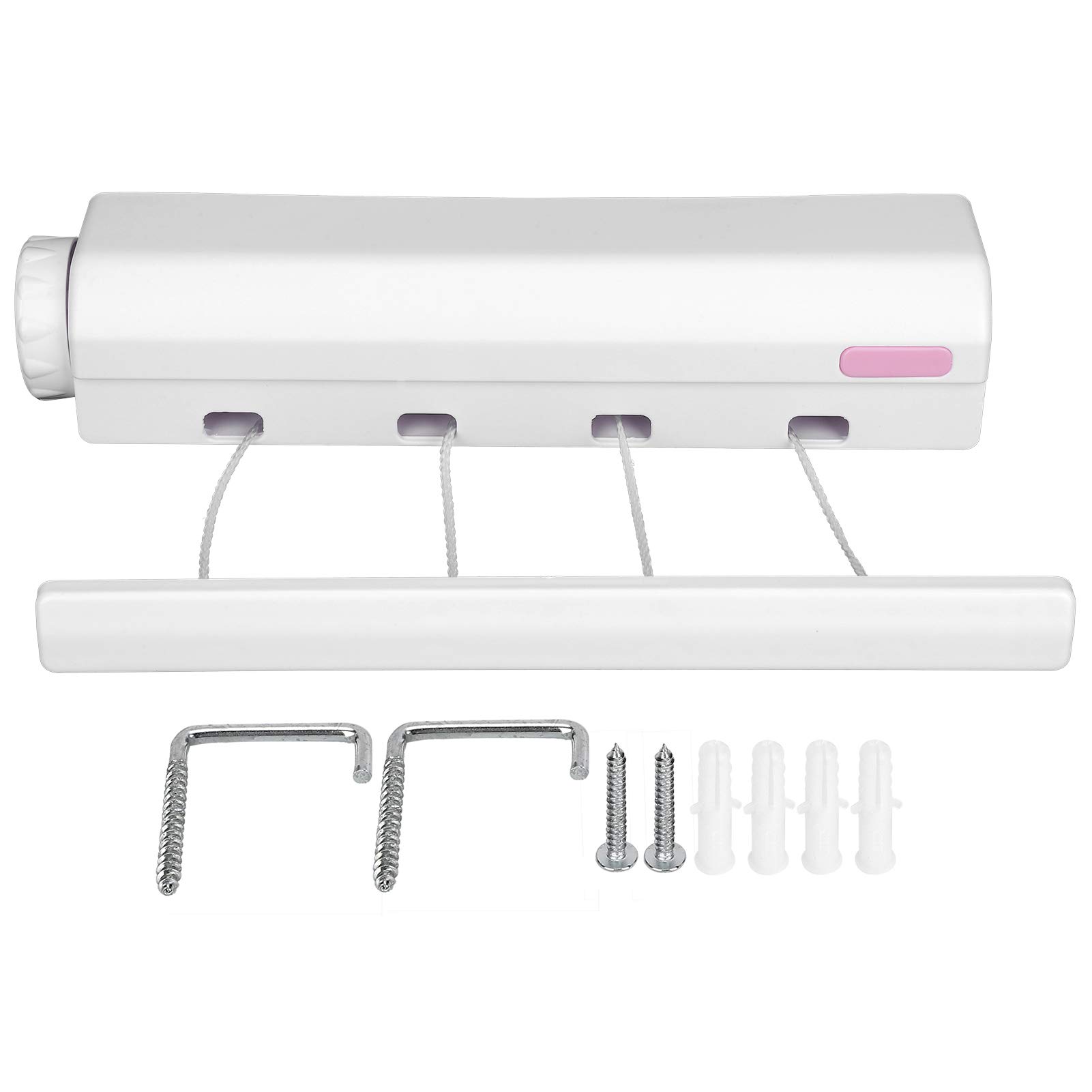 Retractable Clothesline, Indoor Outdoor Extendable Washing Line Rope Clothes Drying Rack Wall Mounted Laundry Dryer Ropes for Hotels Terraces Balconies (3.2m/10.5ft, Four Ropes)