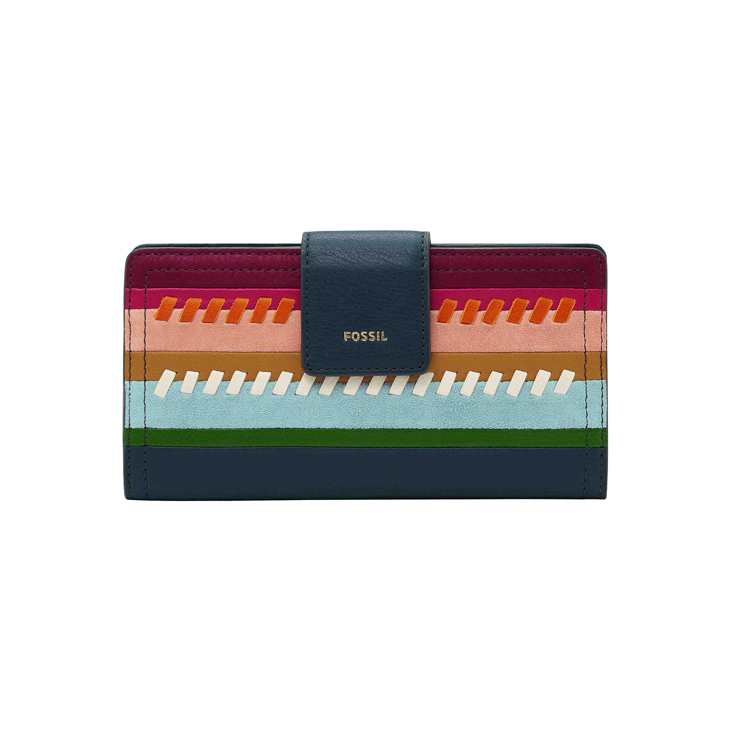 Fossil Women's Logan Eco Leather RFID Blocking Tab Clutch Wallet, Patchwork