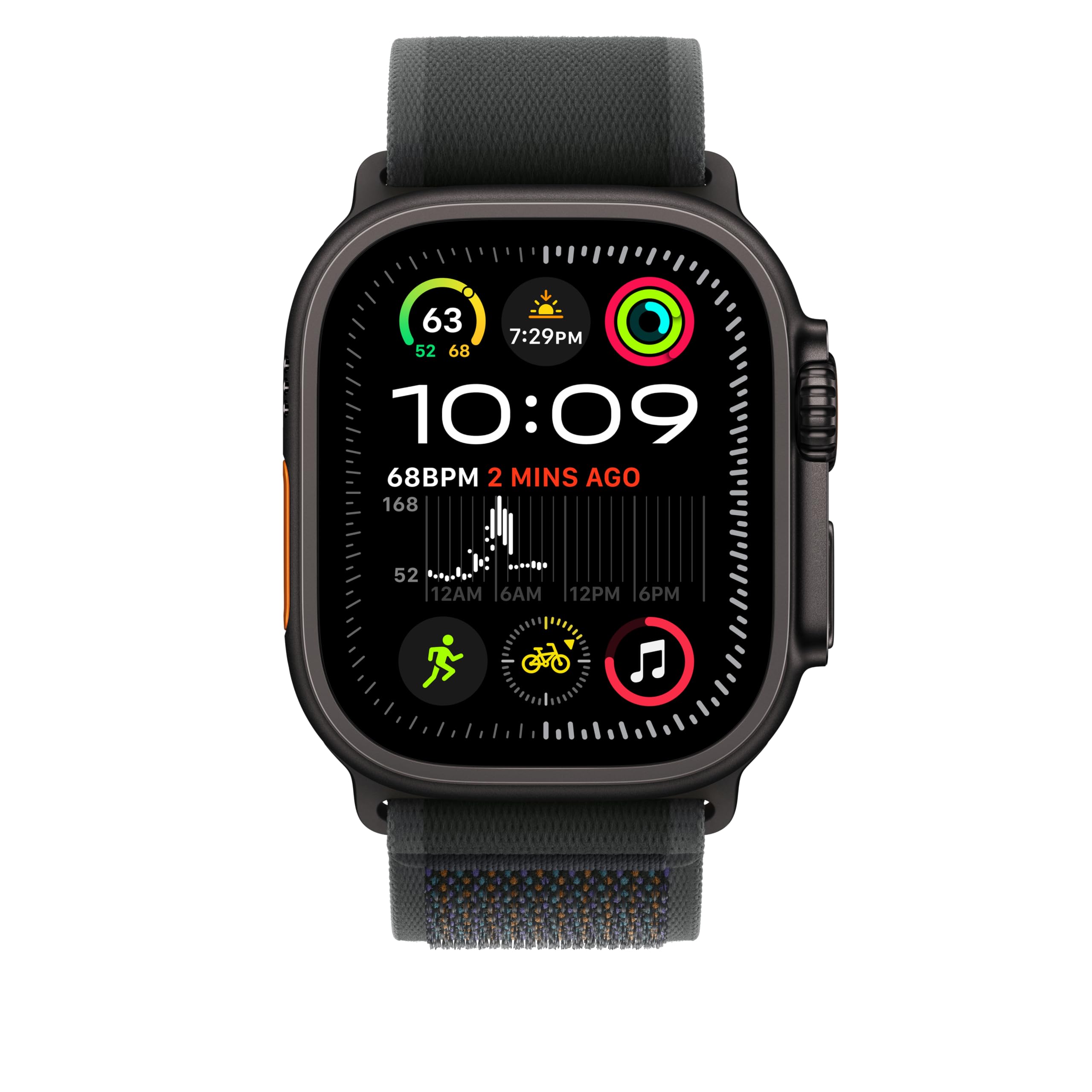 Apple Watch Band - Trail Loop (49mm) - Black/Gray with Rugged Titanium Finish - M/L