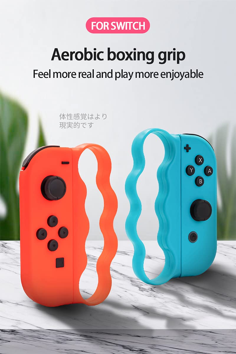 FENGCHUANG Grips for NS Switch Fitness Boxing,Handles for Switch Boxing,Fitness Boxing Hand Grip for Switch,2 Packs (Blue and Red)