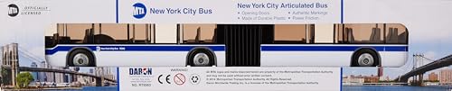 Daron RT8563 New York City MTA Metro Articulated Electric Bus 1:43 Scale- 16 Inches long White/Blue/Black