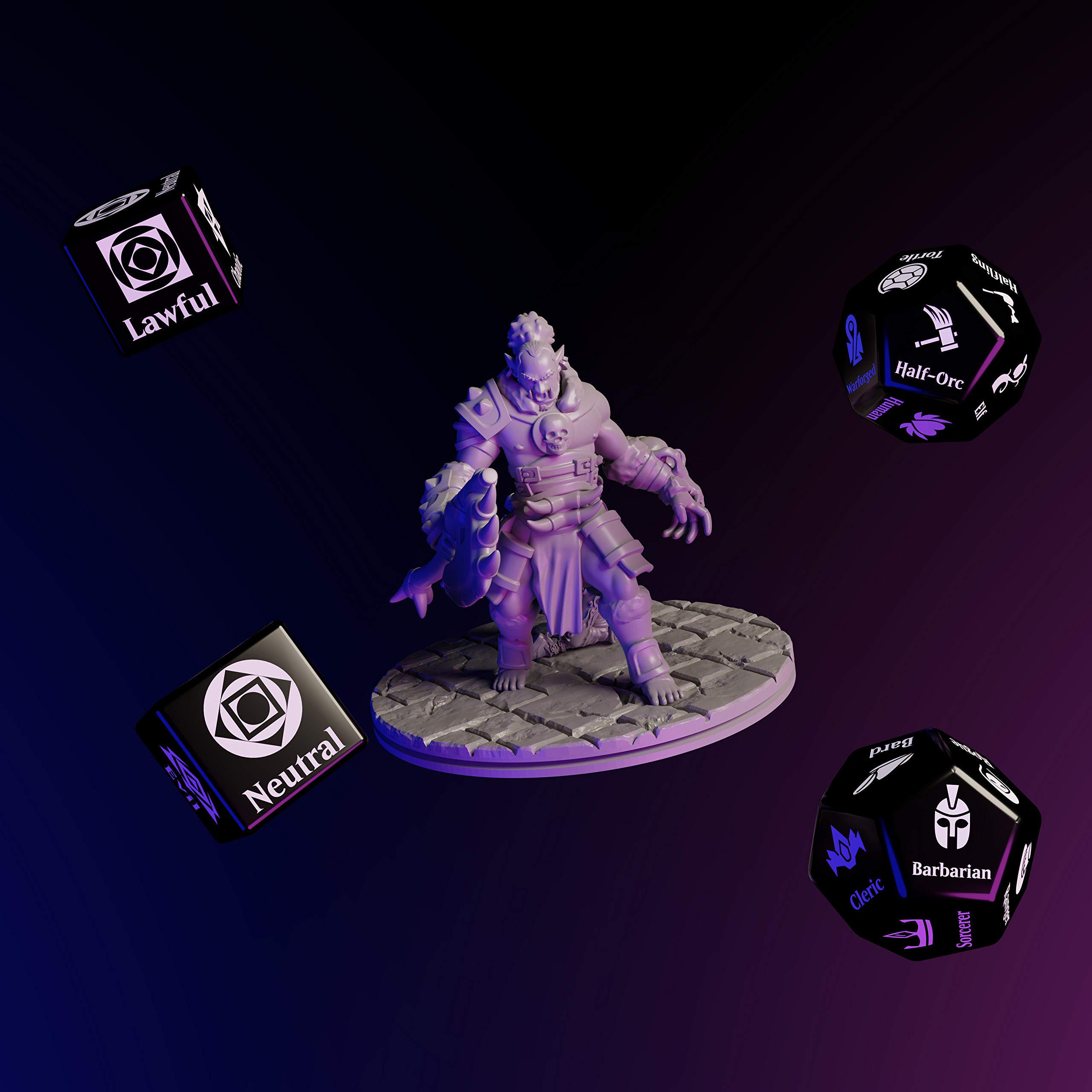 Citadel Black Character Randomizer Dice Set - Randomize Class, Race, & Alignment for Characters or NPCs, Made for Dungeons and Dragons 5th Edition & Other Tabletop Role-Playing Games