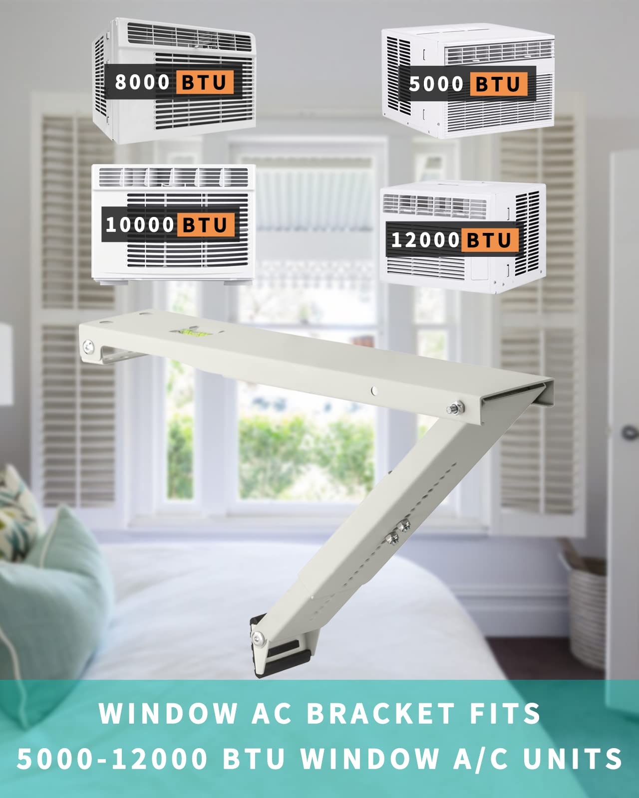 ASCSOULMAN Window Air Conditioner Support Bracket, Ac Window Bracket Load-Bearing Capacity 110 Lbs,Window Ac Support Bracket Fit 5000 to 12000 BTU Window A/C Units