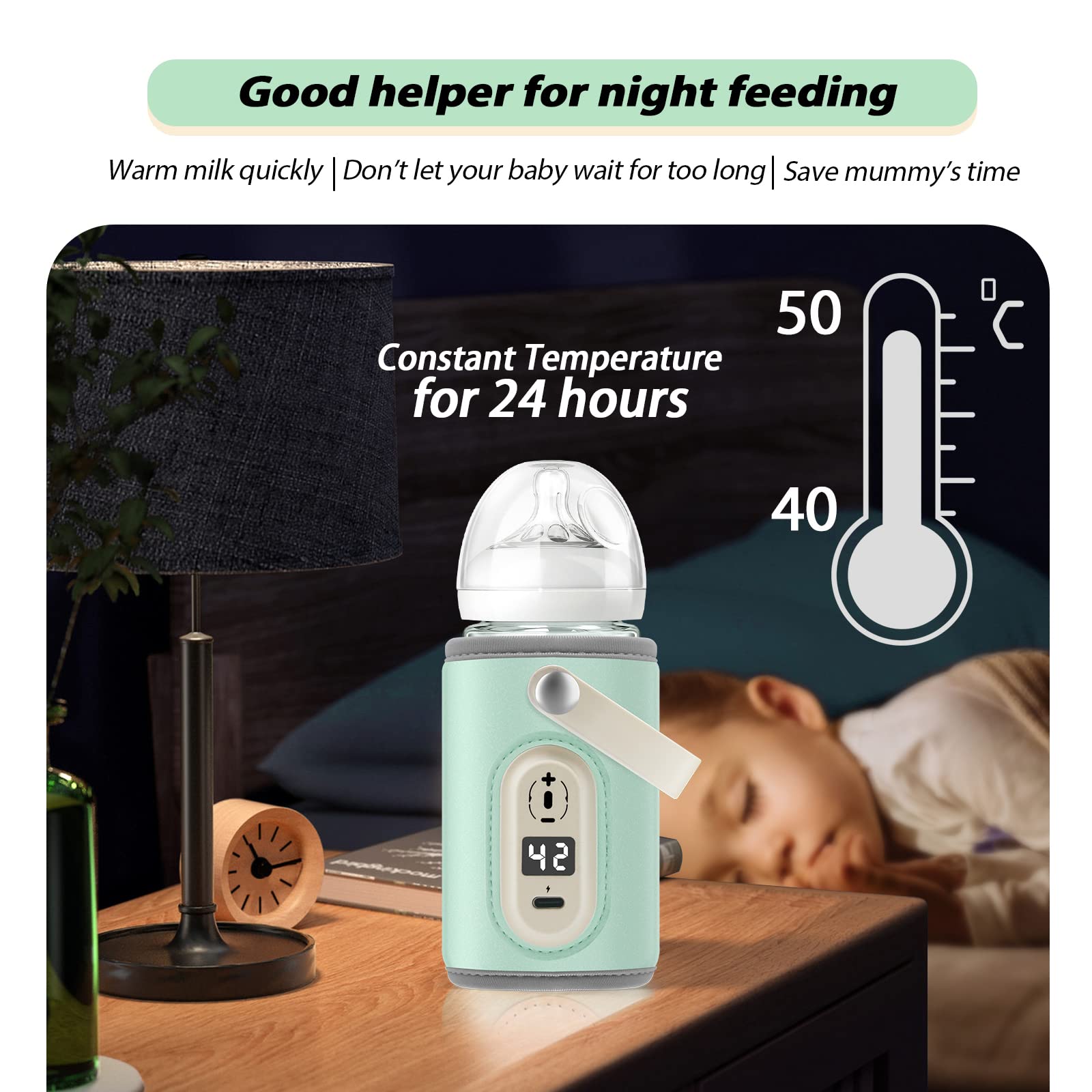Cozytots Portable Bottle Warmer Travel for Baby Bottle Warmer for Breastmilk In Car Heaters Drink Warm Milk Thermostat Bag