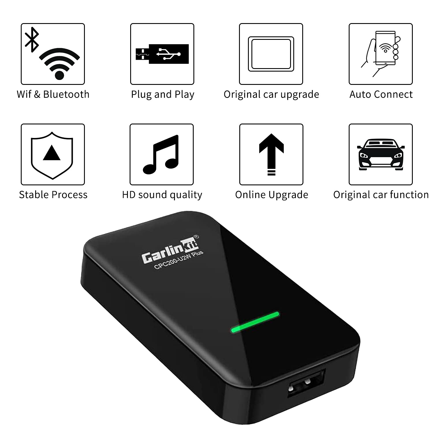 Citreal Wireless CarPlay Adapter Compatible with Factory Wired CarPlay for iPhone 6 to13 Pro MAX, Plug&Play Easy Setup Wireless Adapter Dongle Convert Wired to Wireless car Play Black CPC200-U2W Plus