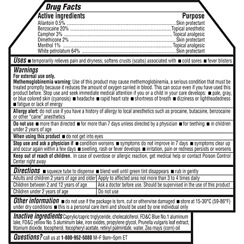 Orajel Moisturelock Cold Sore Symptom Treatment, Cream 0.105 oz (Packaging May Vary)